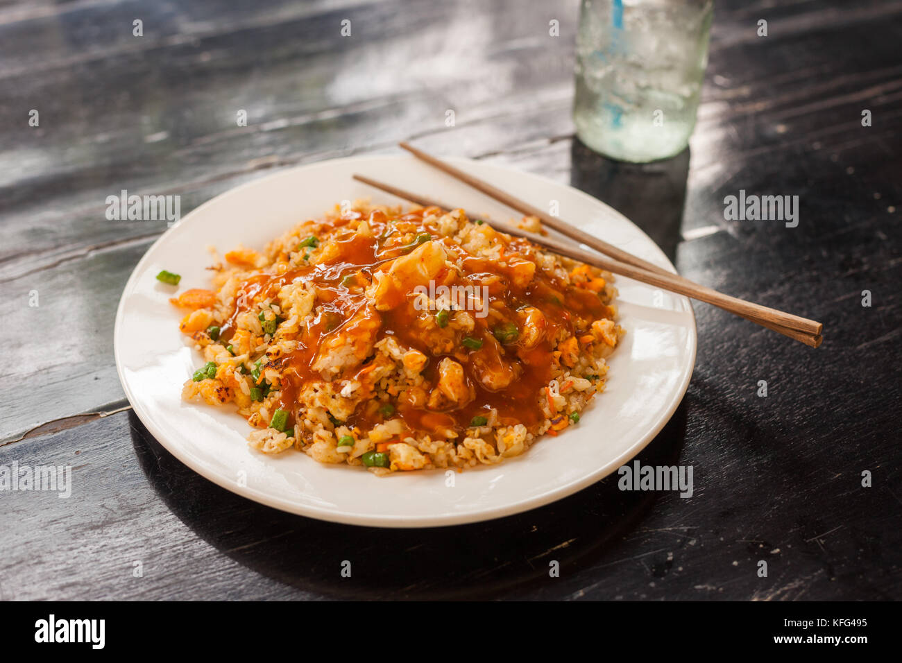 Khmer Fried Rice with Egg and Chili Sauce, Cambodia Stock Photo - Alamy