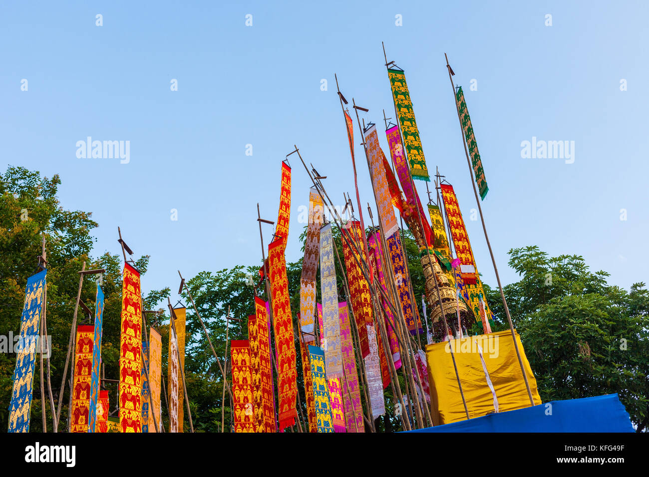 Banners at a Buddhist temple, Chiang Mai Stock Photo - Alamy