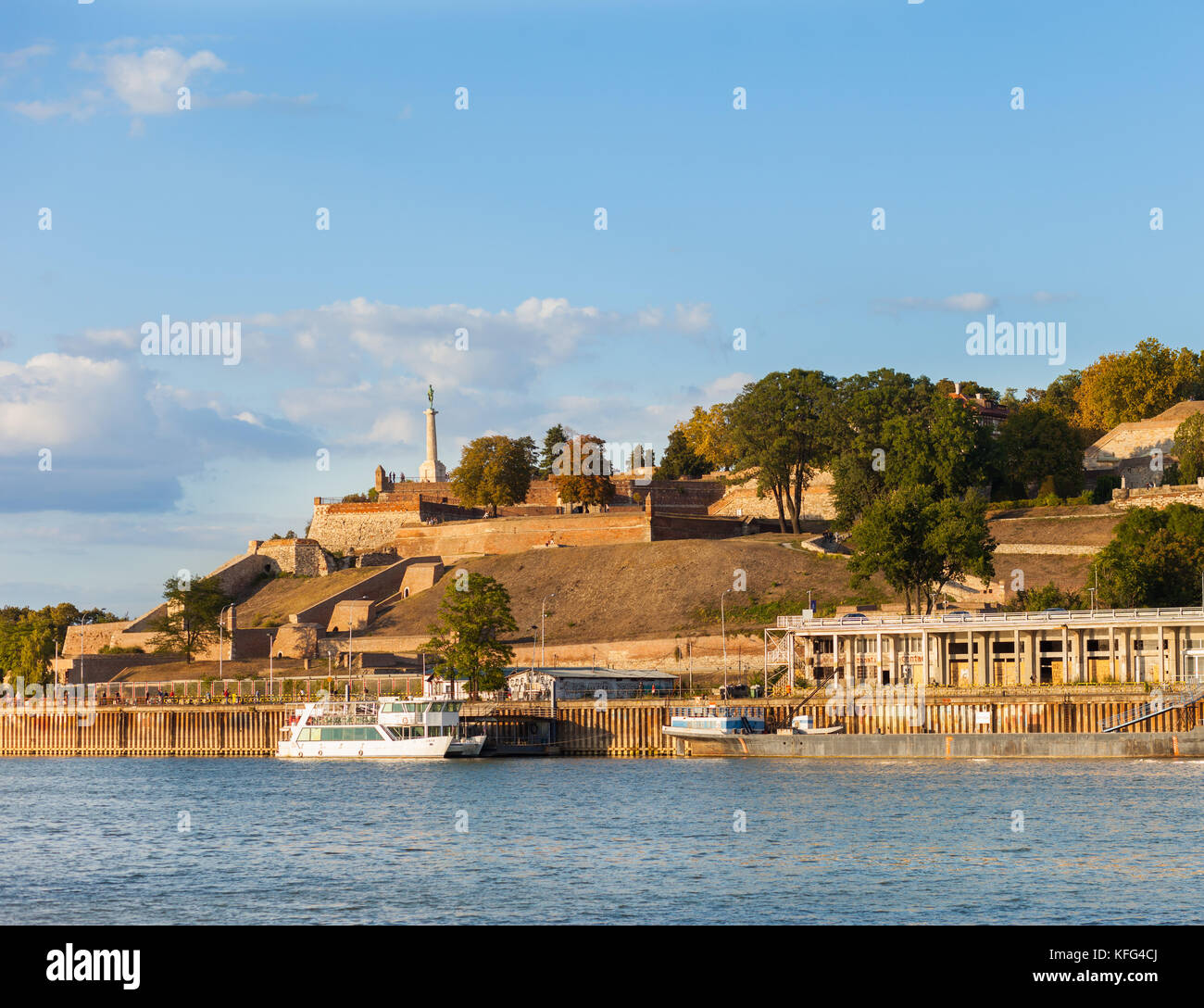 Kalemegdan Fortress seen from the Sava River, Belgrade, Serbia Stock ...