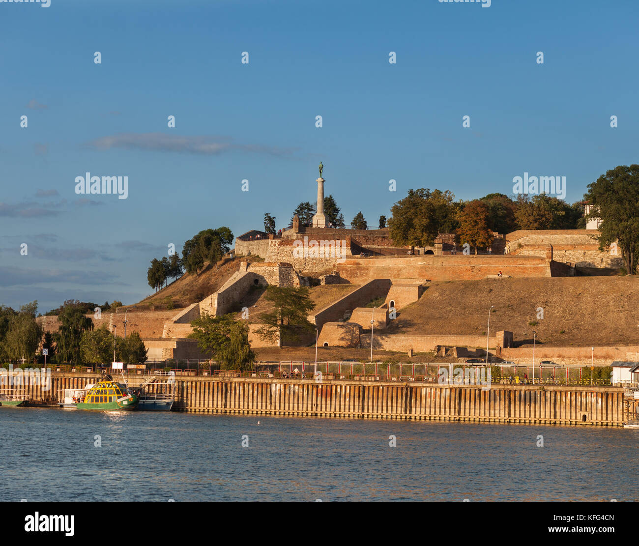 Kalemegdan Fortress seen from the Sava River, Belgrade, Serbia Stock ...