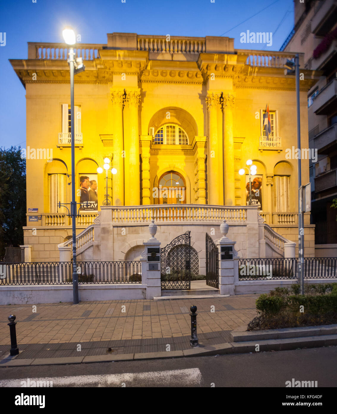 Night view of the Nikola Tesla Museum, Belgrade, Serbia Stock Photo - Alamy