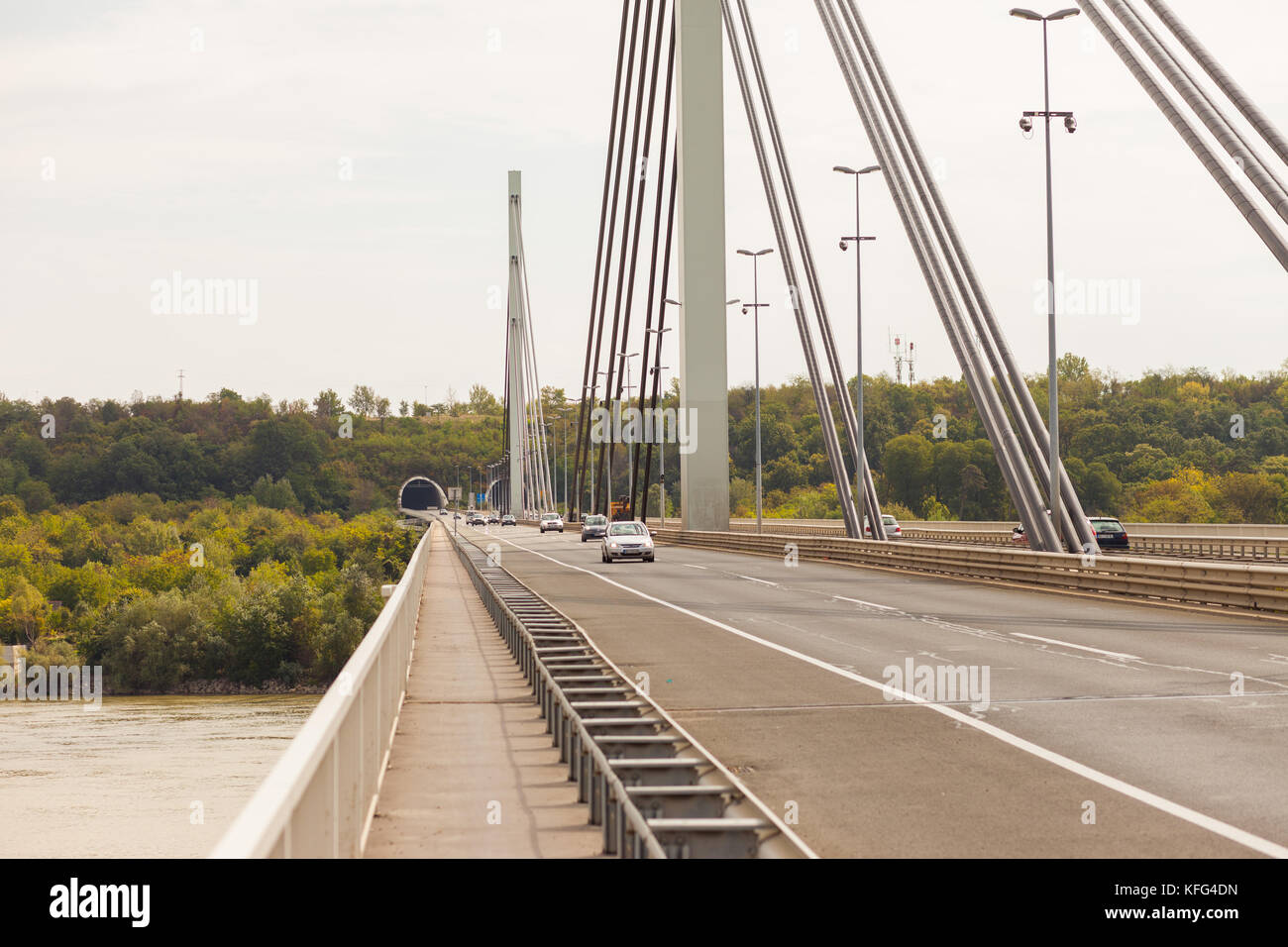 View across the Liberty Bridge (Most Slobode), Novi Sad, Serbia Stock ...