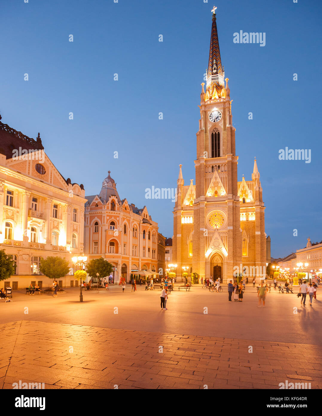 Cathedral at twilight, Liberty Square (Trg Slobode), Novi Sad, Serbia ...