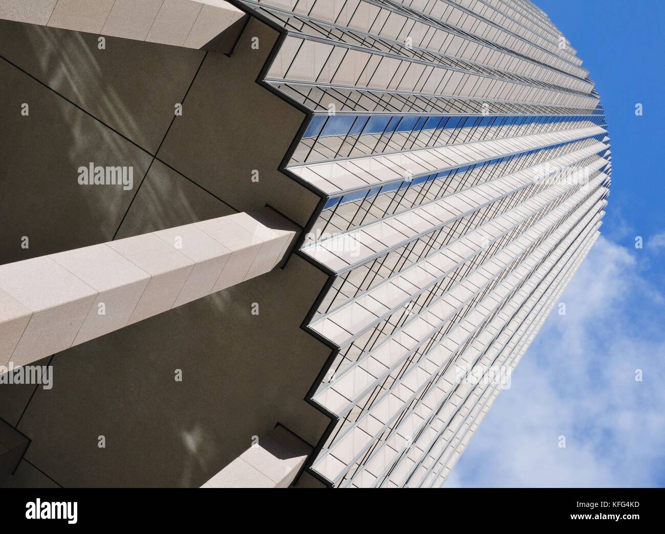 unique angle view of high rise building that gives perspective of ...