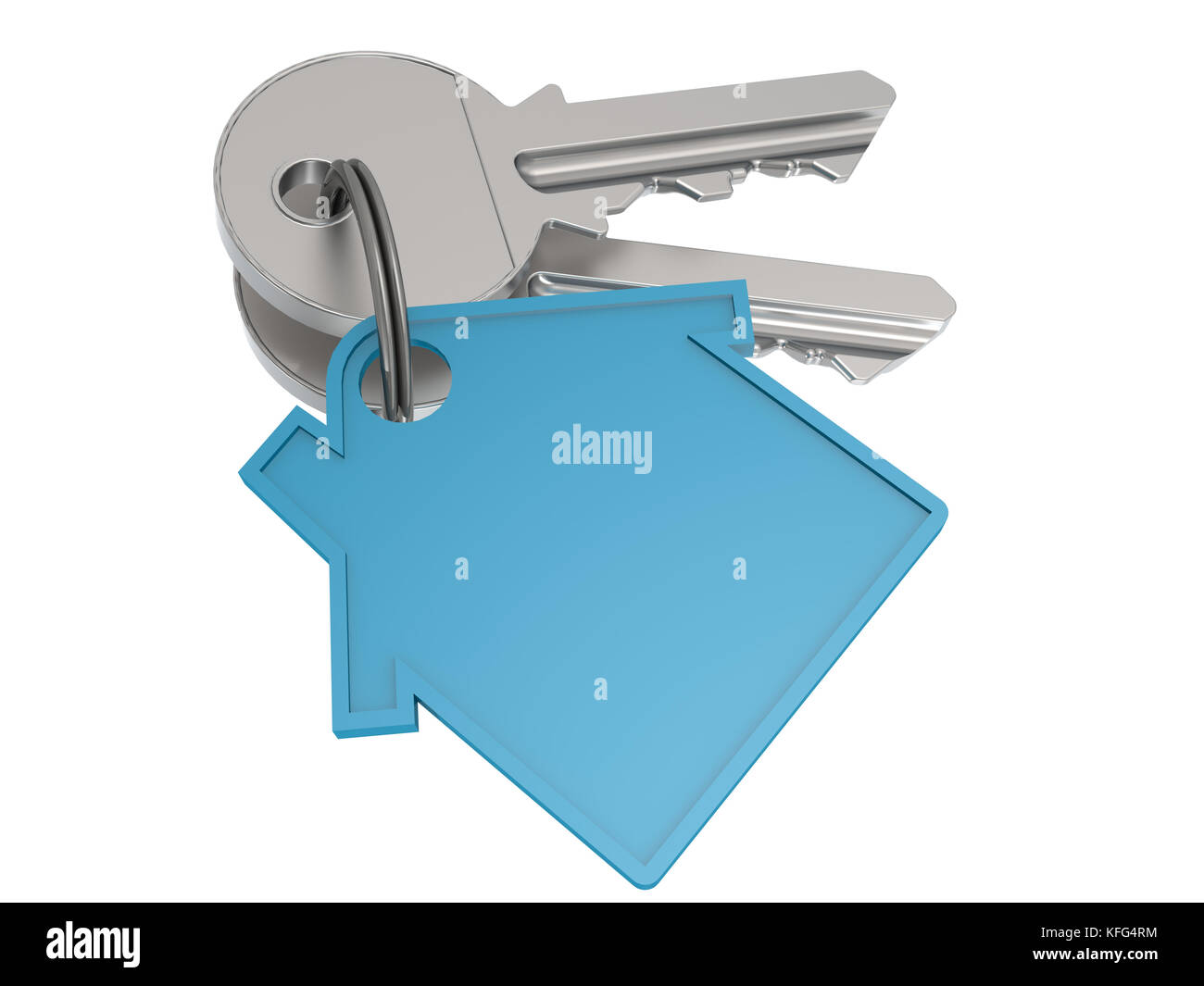 House key with blue house icon, 3D rendering Stock Photo - Alamy