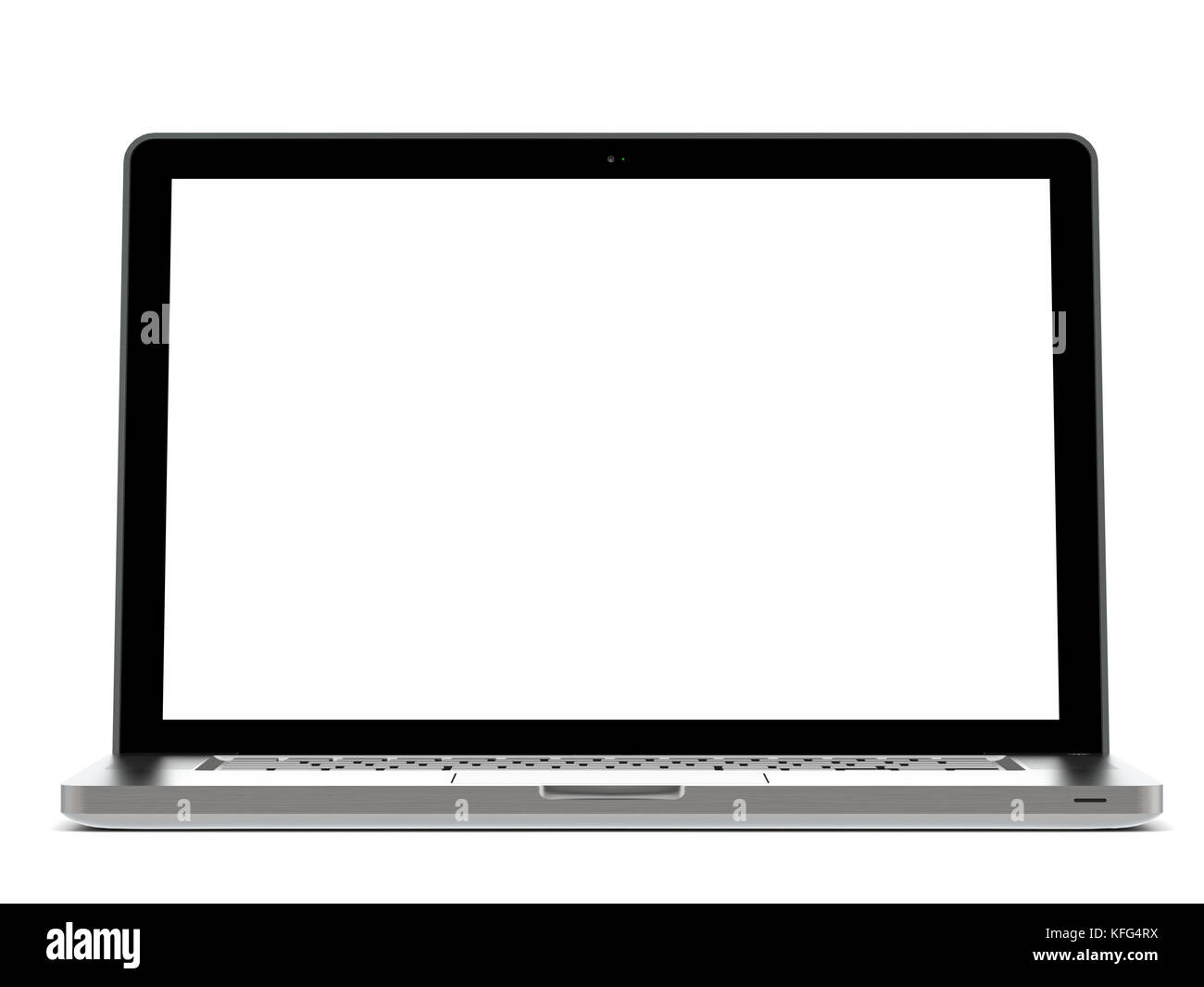 Front View of laptop with White Monitor, 3D rendering Stock Photo - Alamy