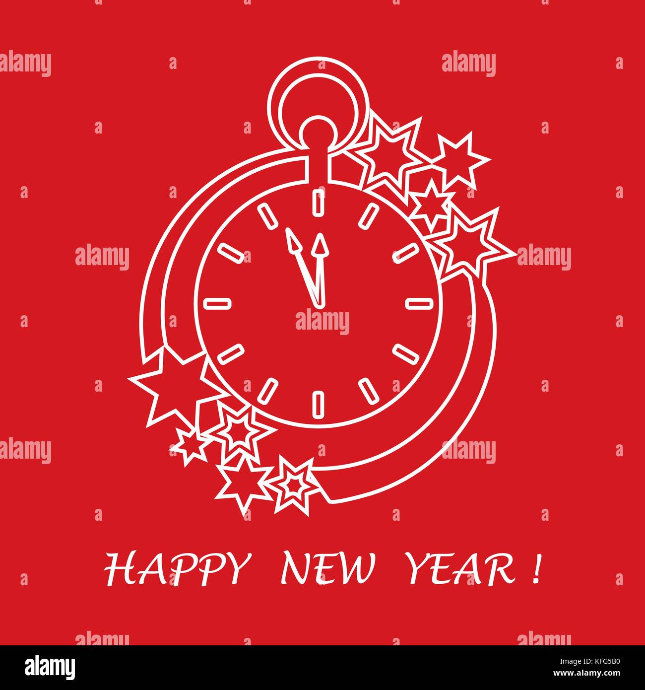 Clock with arrows showing a few minutes until midnight and stars ...