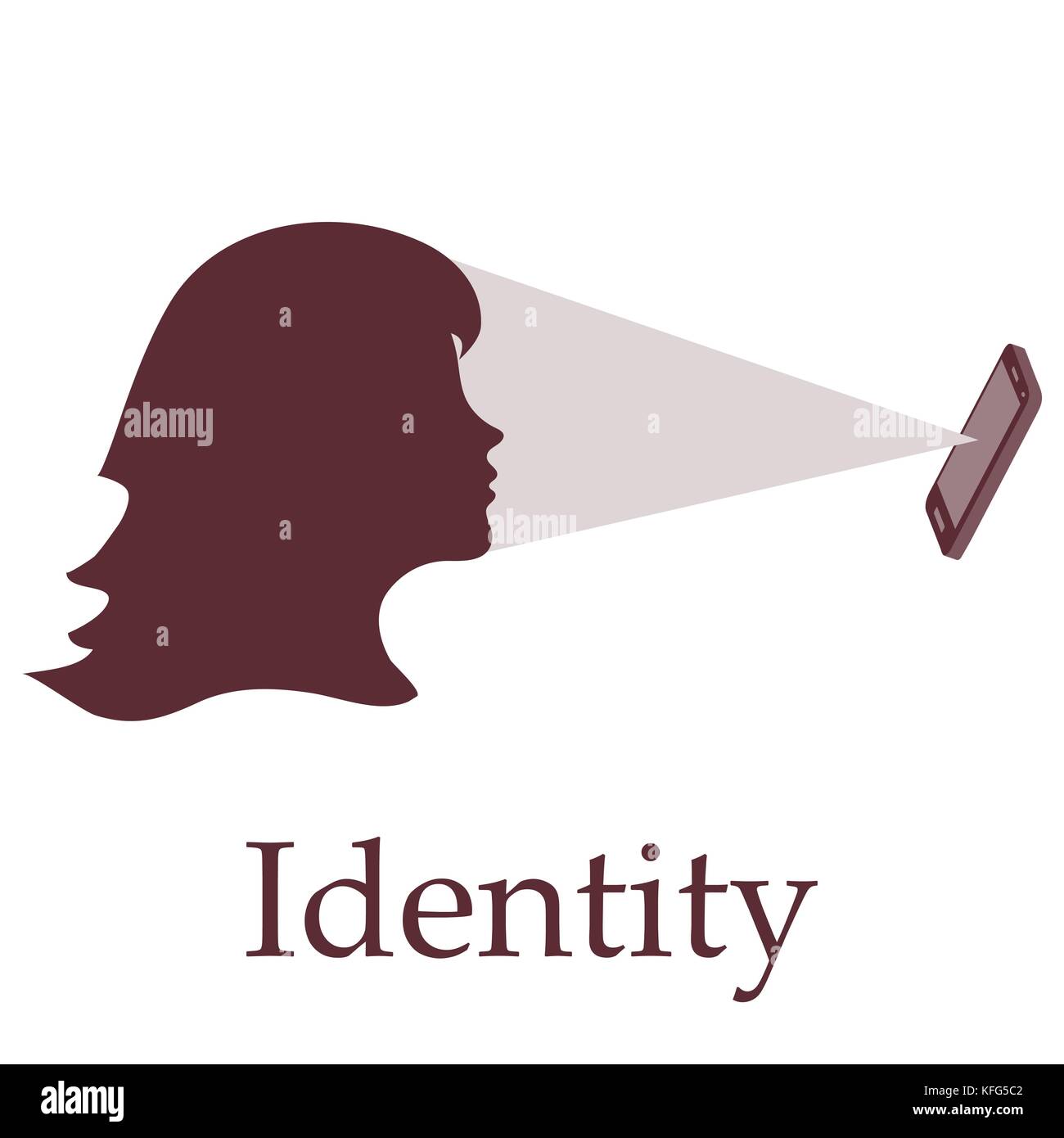 Illustration Of Recognition Of Female Face By Phone Biometric