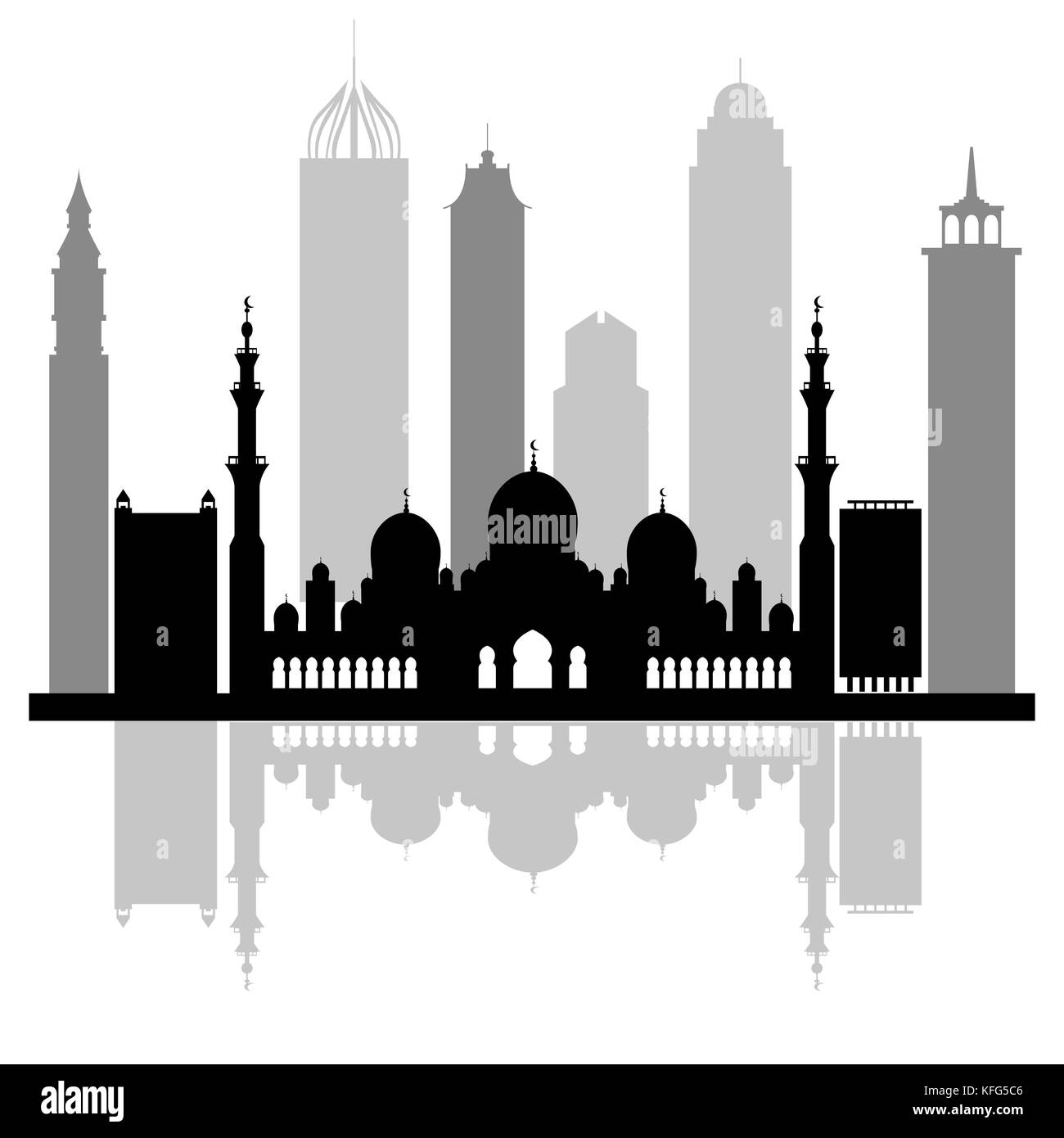Vector illustration of United Arab Emirates skyscrapers silhouette ...