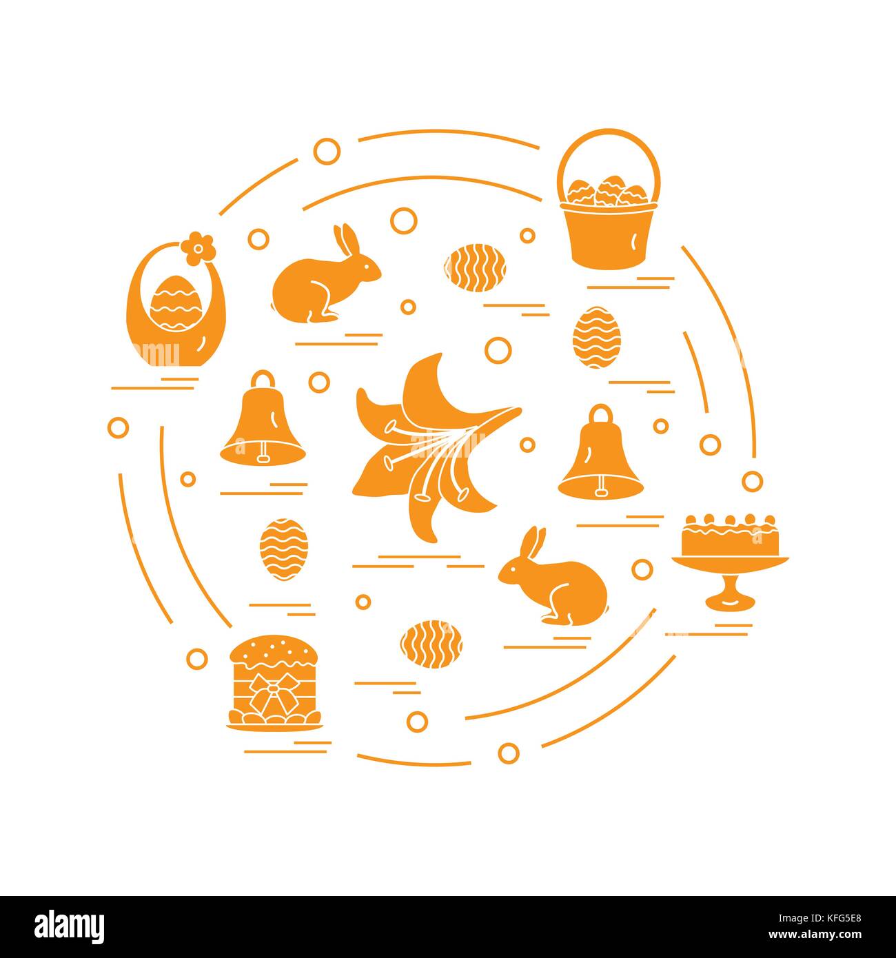 Cute vector illustration with different symbols for Easter arranged in ...