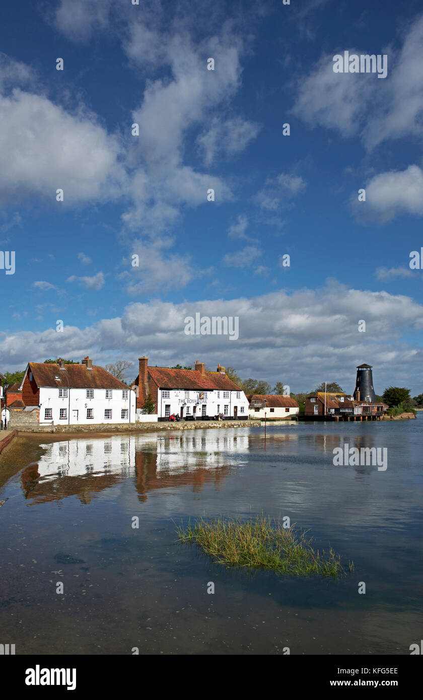 The Royal Oak pub and Langstone Mill, Langstone, Hampshire, England UK ...