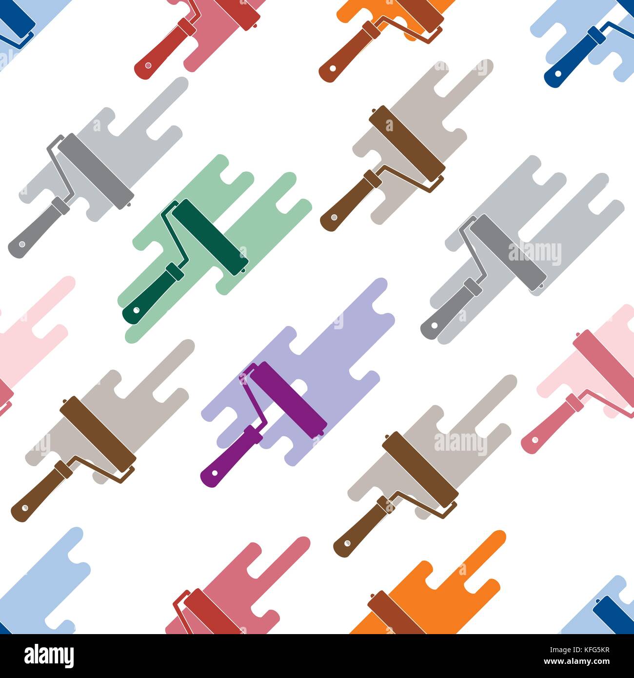 Seamless pattern: paint roller and paint spot. Tools for repair and ...