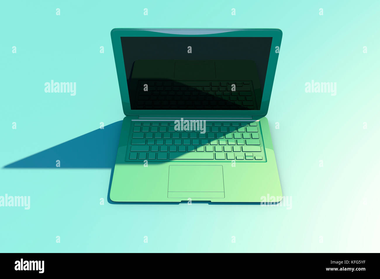 Open laptop with screen and keyboard, long shadow Stock Photo - Alamy