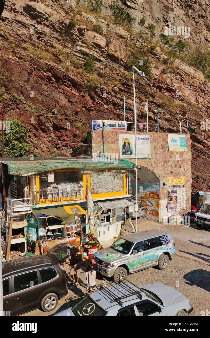 Tunnel entrance to the ferry station in Koman, on Komani lake, 35 ...
