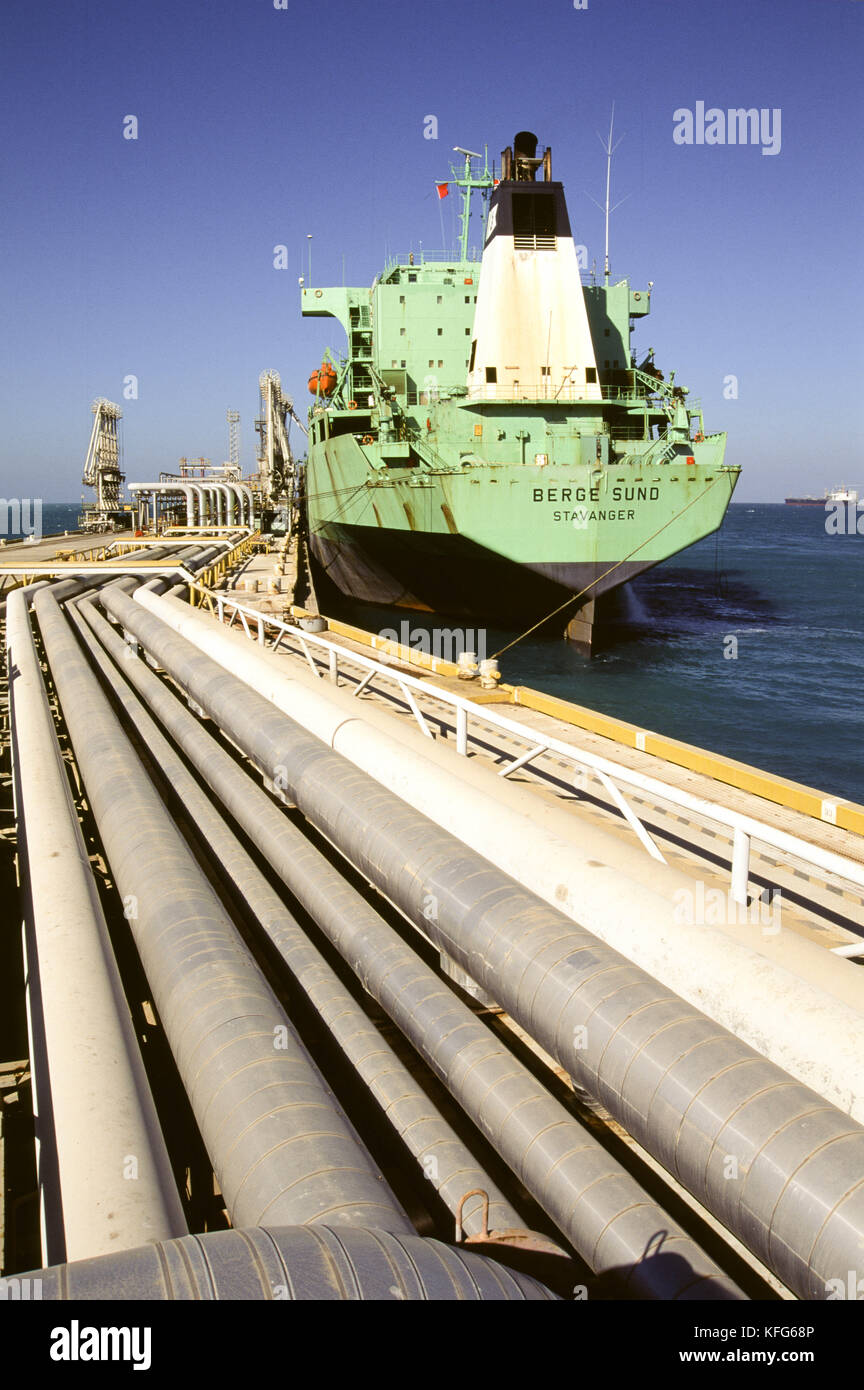 The Ras Tanura oil refinery, largest in the world, owned and operated ...