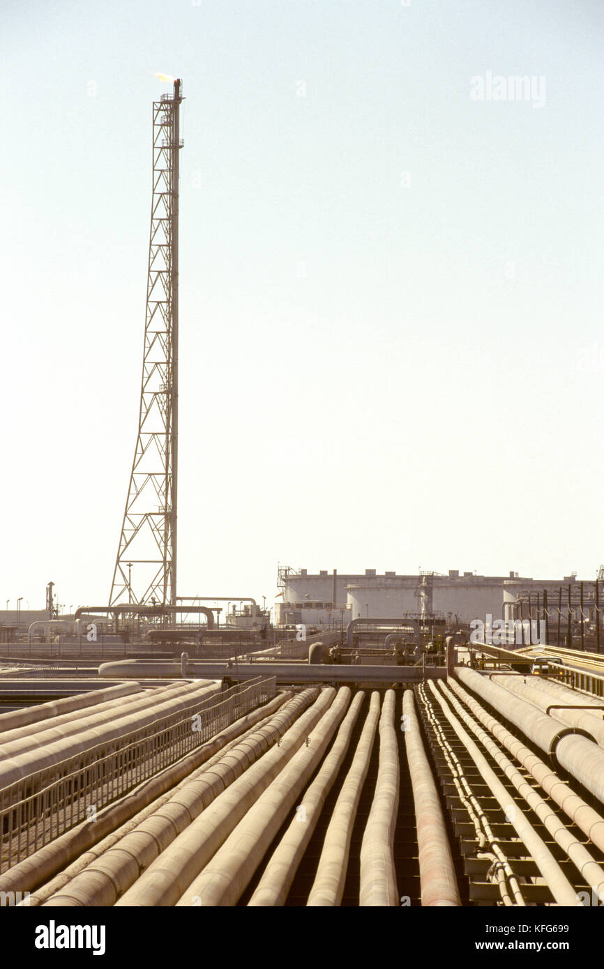 The Ras Tanura oil refinery, largest in the world, owned and operated ...