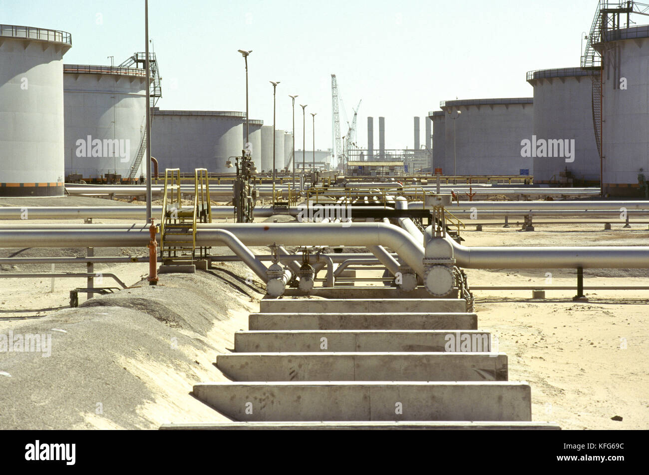 The Ras Tanura oil refinery, largest in the world, owned and operated ...