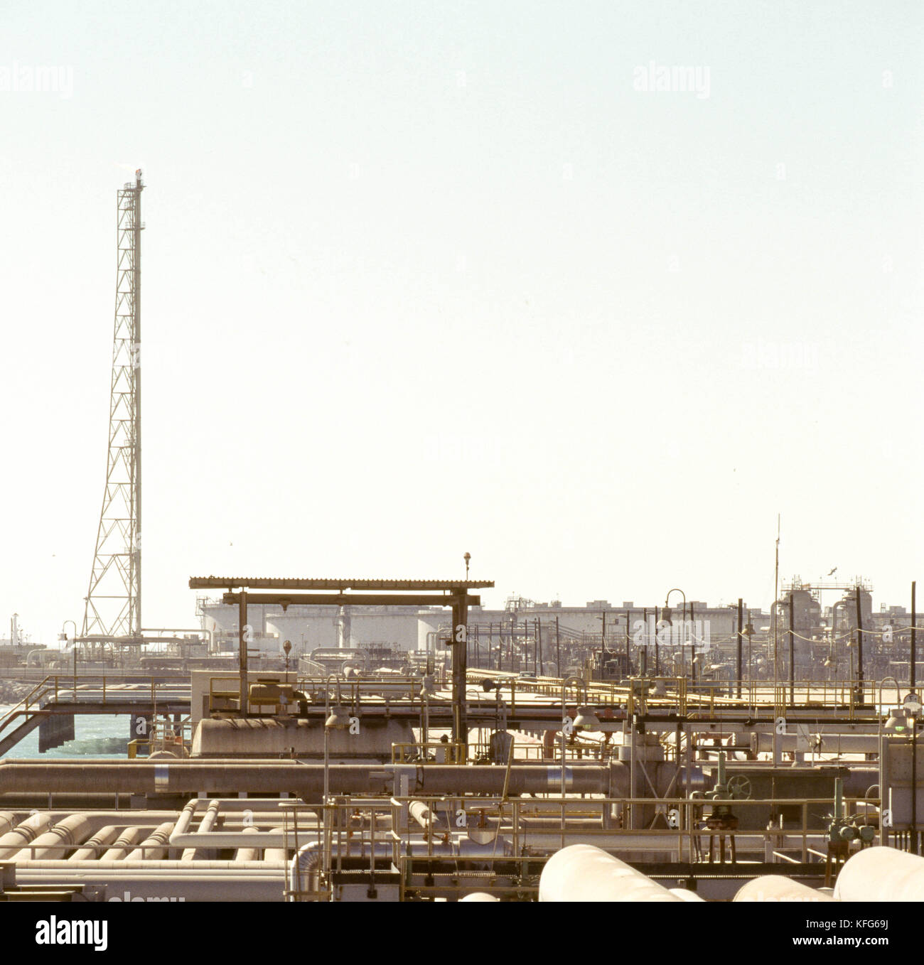 The Ras Tanura oil refinery, largest in the world, owned and operated ...