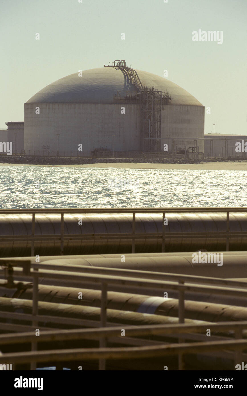 The Ras Tanura oil refinery, largest in the world, owned and operated ...
