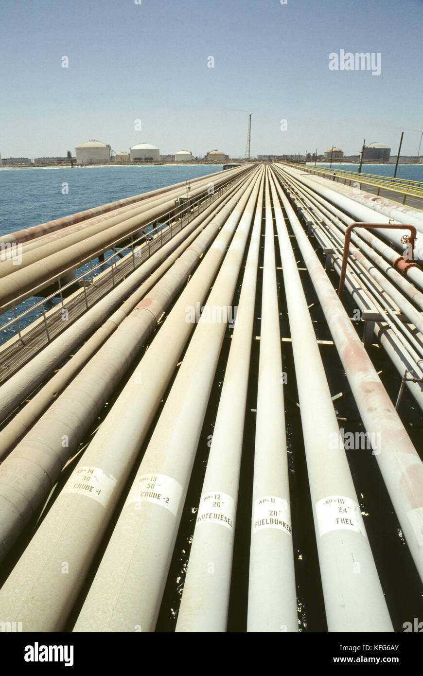 The Ras Tanura oil refinery, largest in the world, owned and operated ...