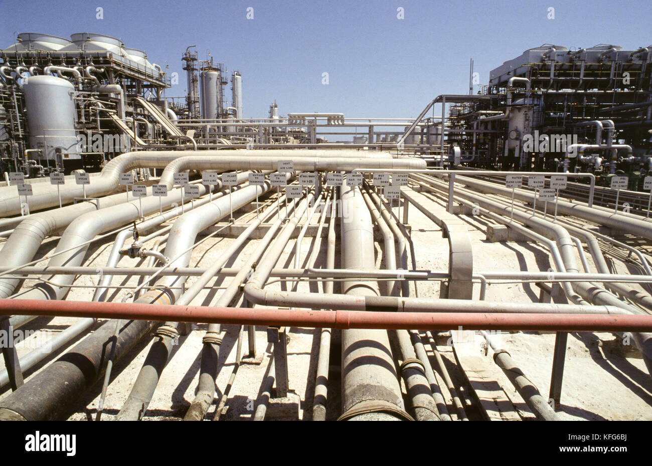 The Ras Tanura oil refinery, largest in the world, owned and operated ...