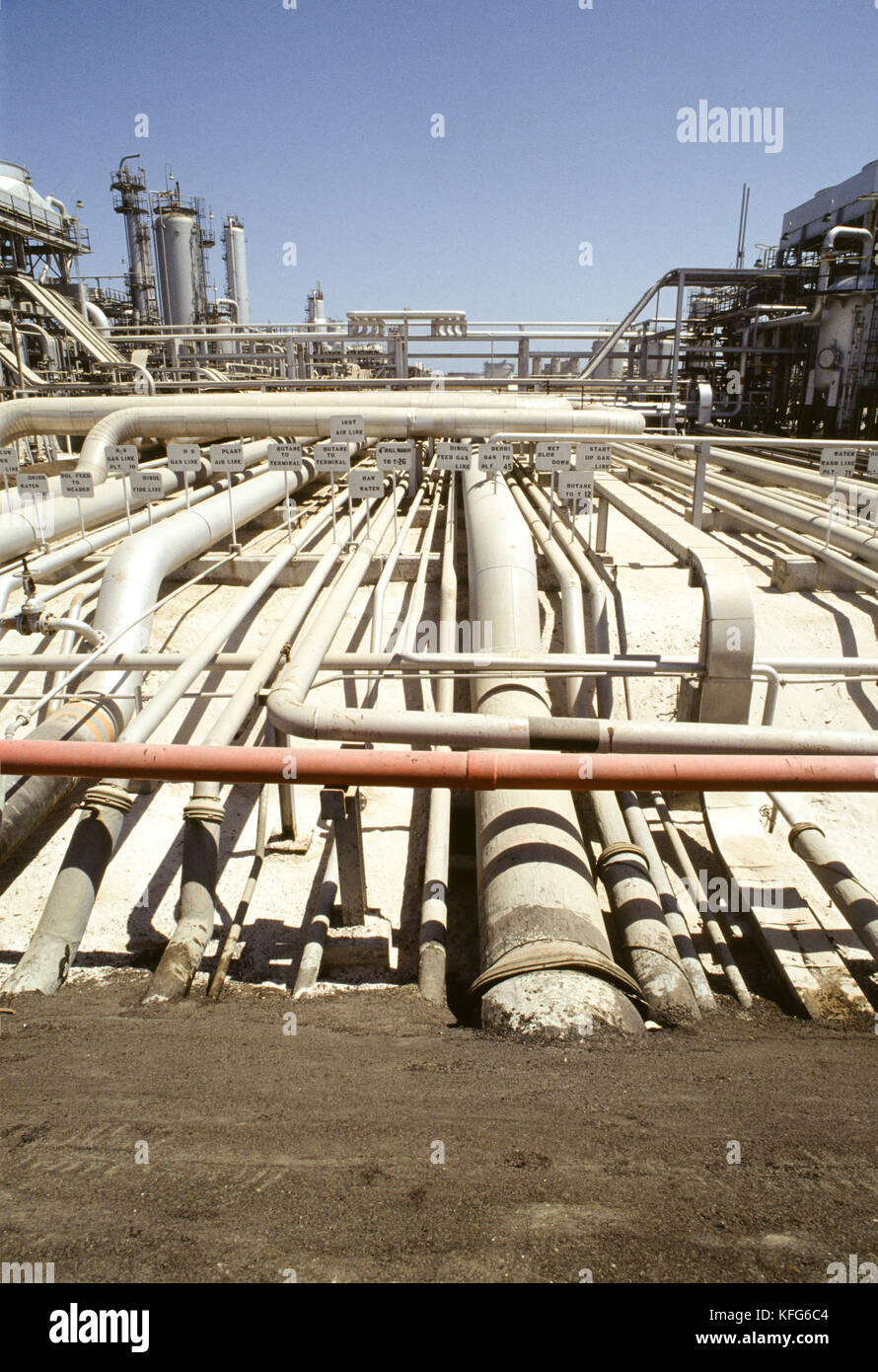 The Ras Tanura oil refinery, largest in the world, owned and operated ...