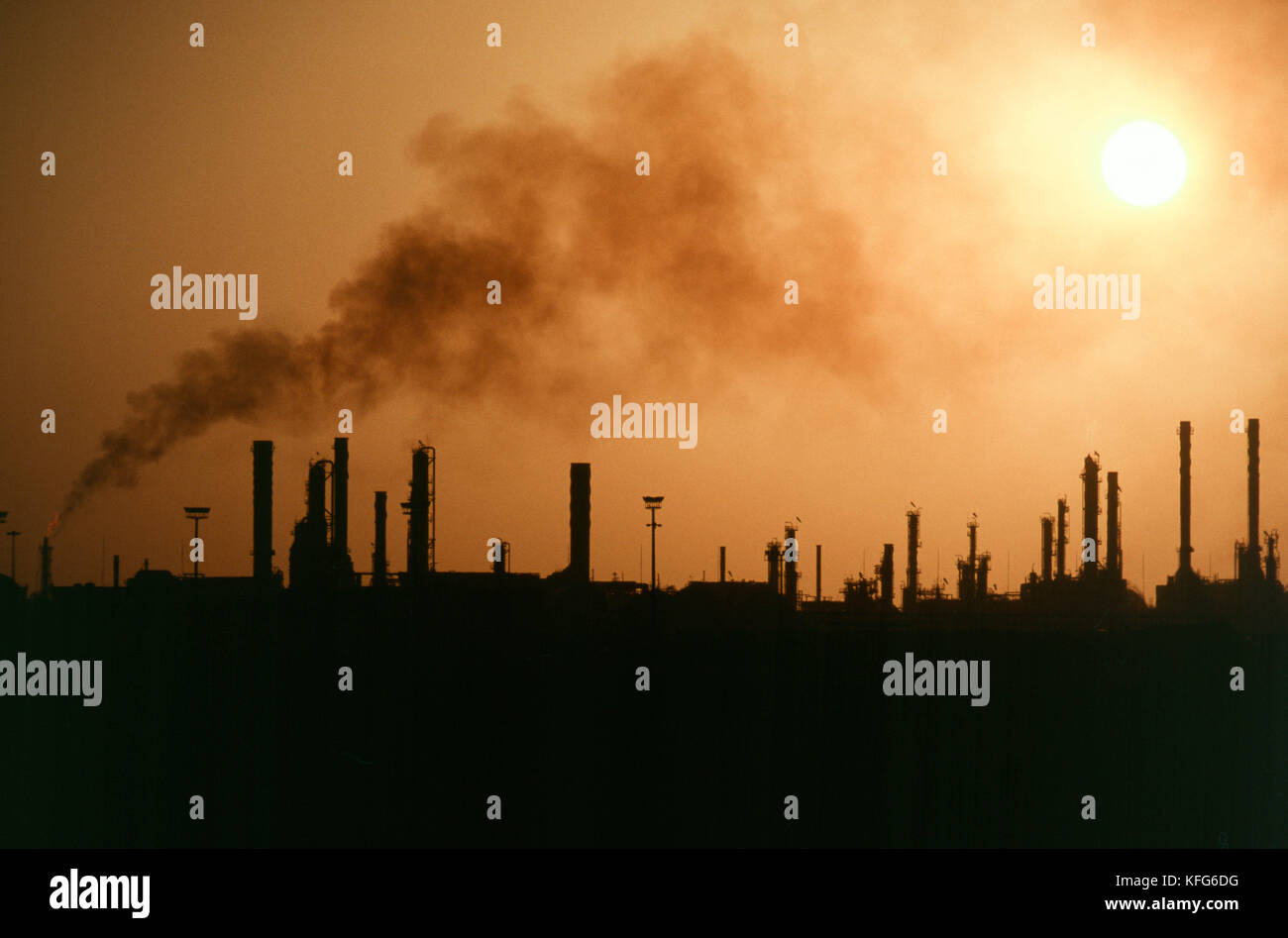 Riyadh oil refinery at sunset Stock Photo - Alamy