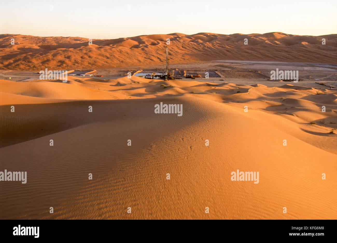 An oil and gas exploration rig in the empty quarter where proven ...