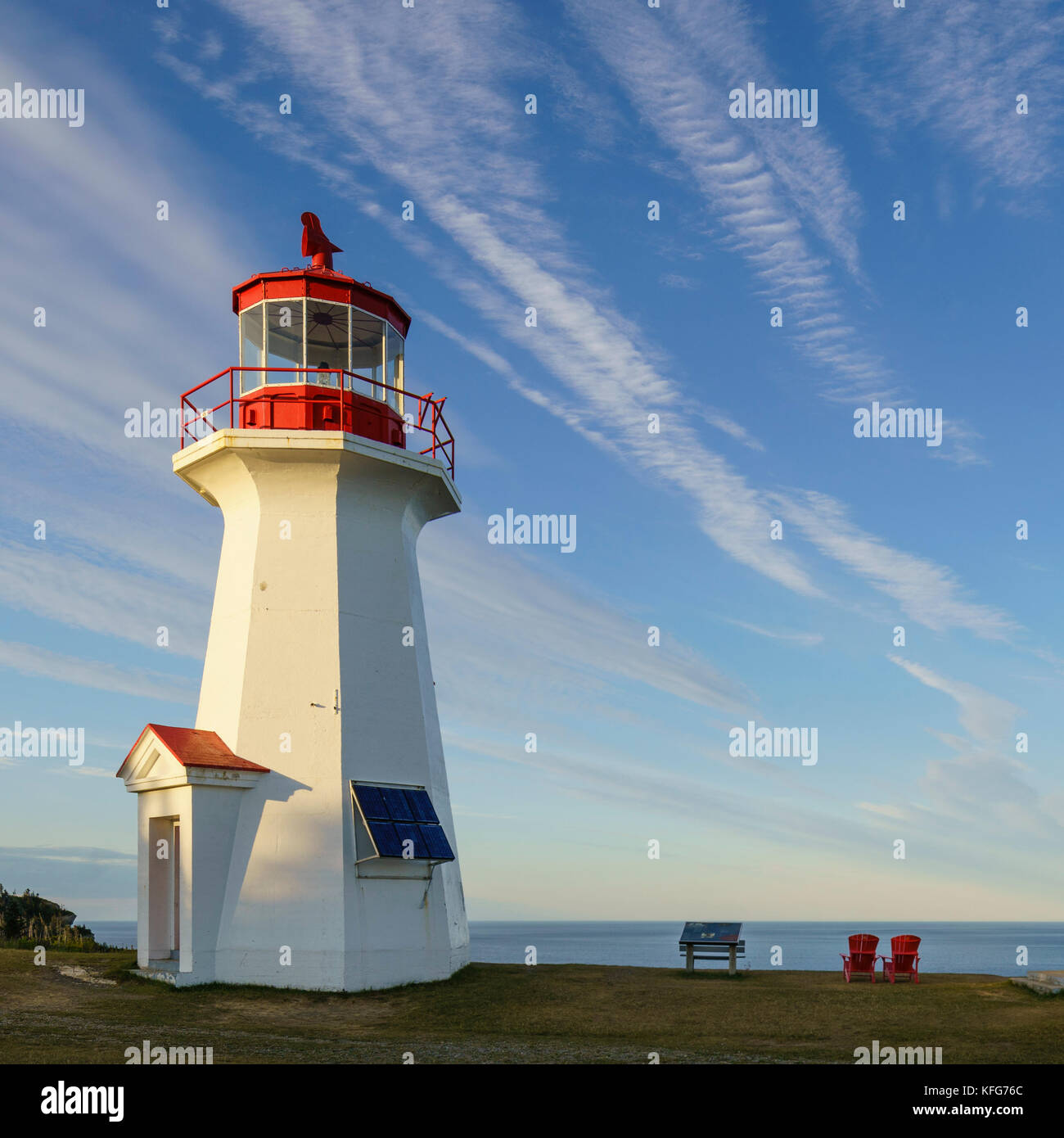 Lighthouse at Cap Gaspe of Forillon National Park, Quebec Stock Photo ...