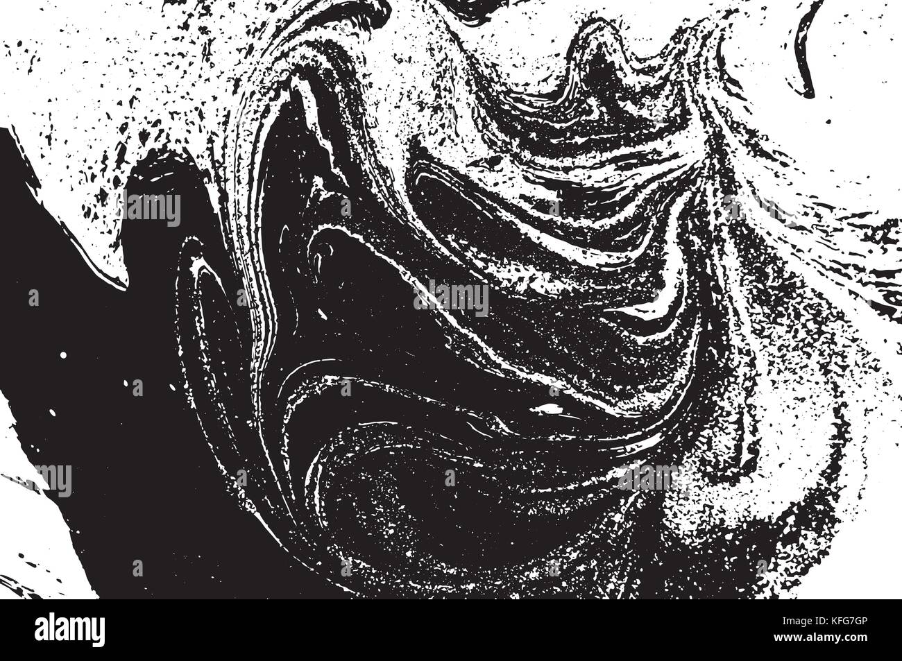 Black and white liquid texture. Watercolor hand drawn marbling ...