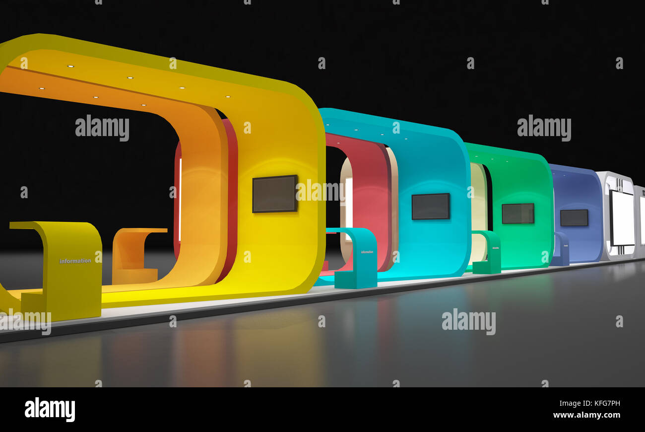 Blank Modern Booth Exhibition Design Concept, 3D Rendering, 3D ...