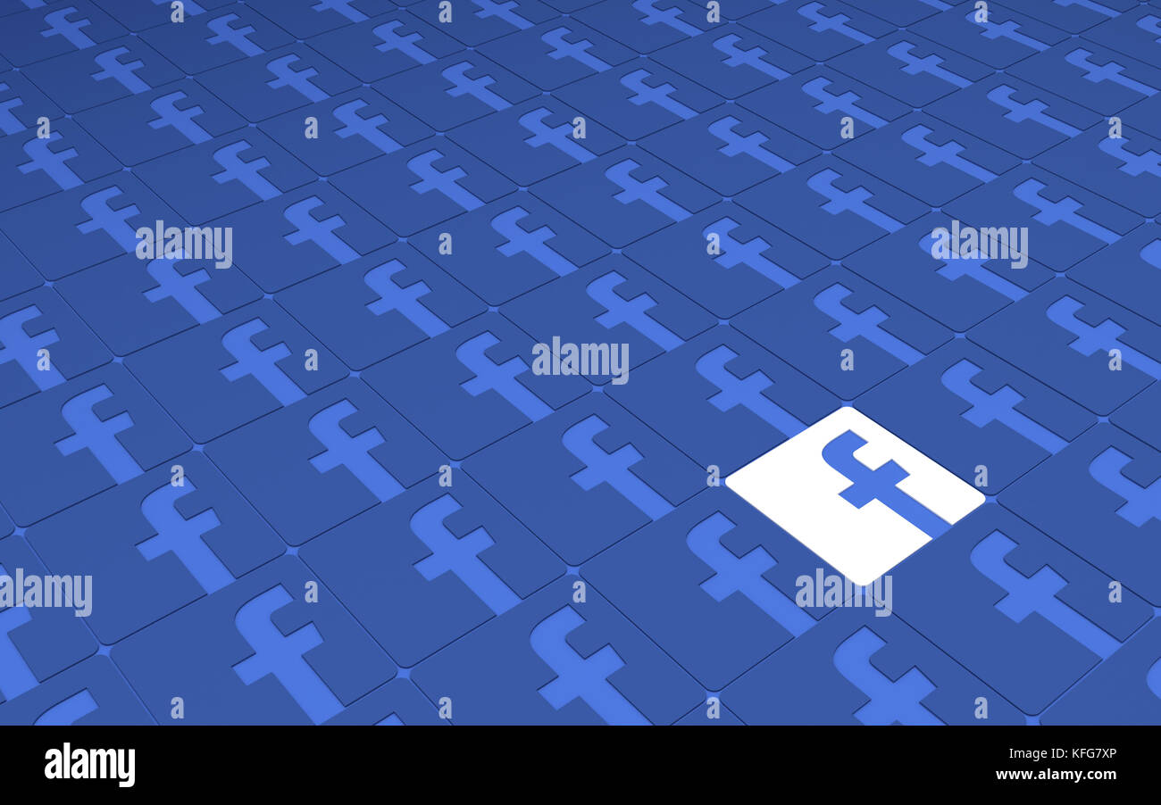 Tehran IRAN-April 21 2016- Social Network Facebook Signs Pattern, 3D ...