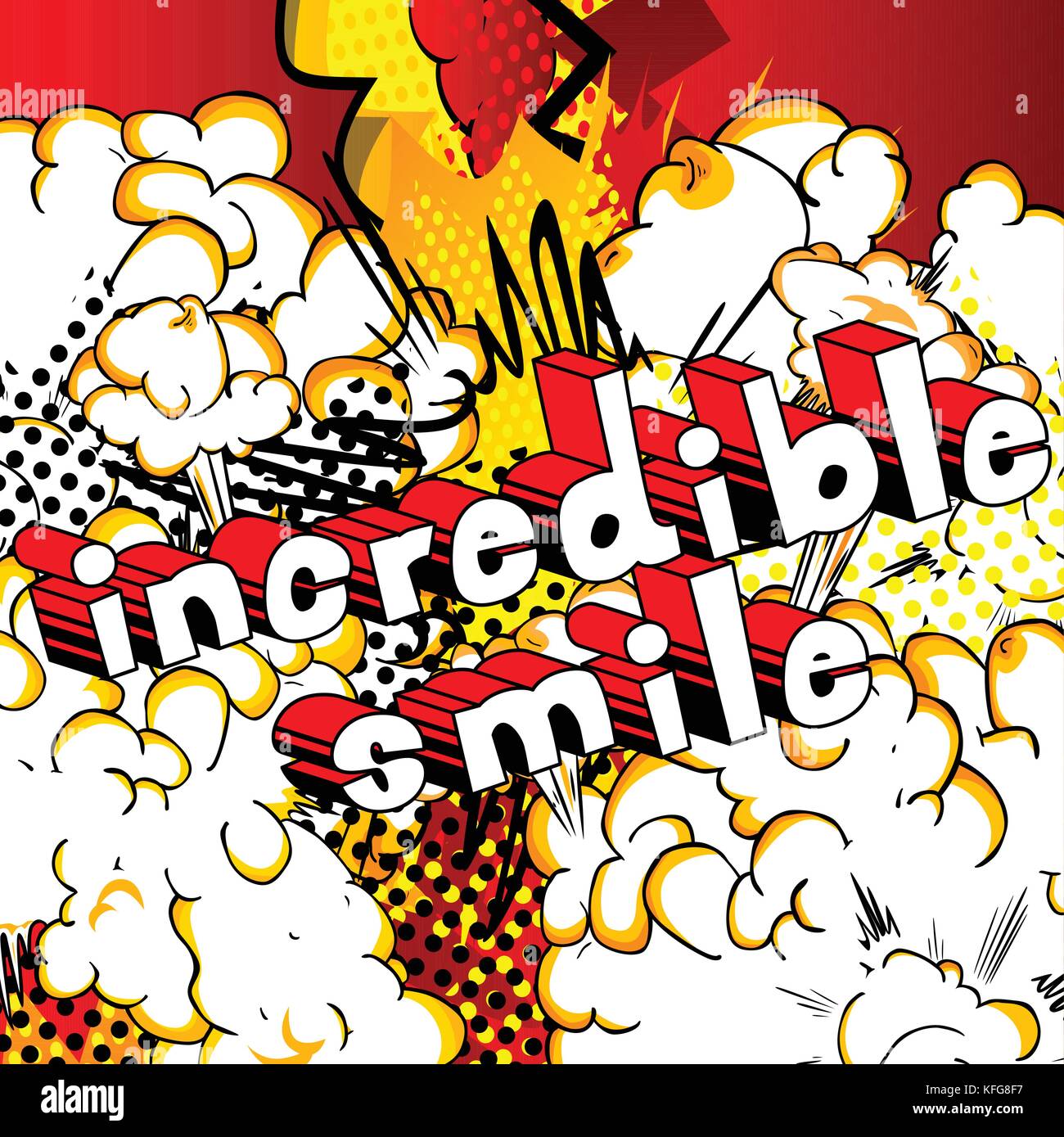 Incredible Smile - Comic book style word on abstract background Stock ...