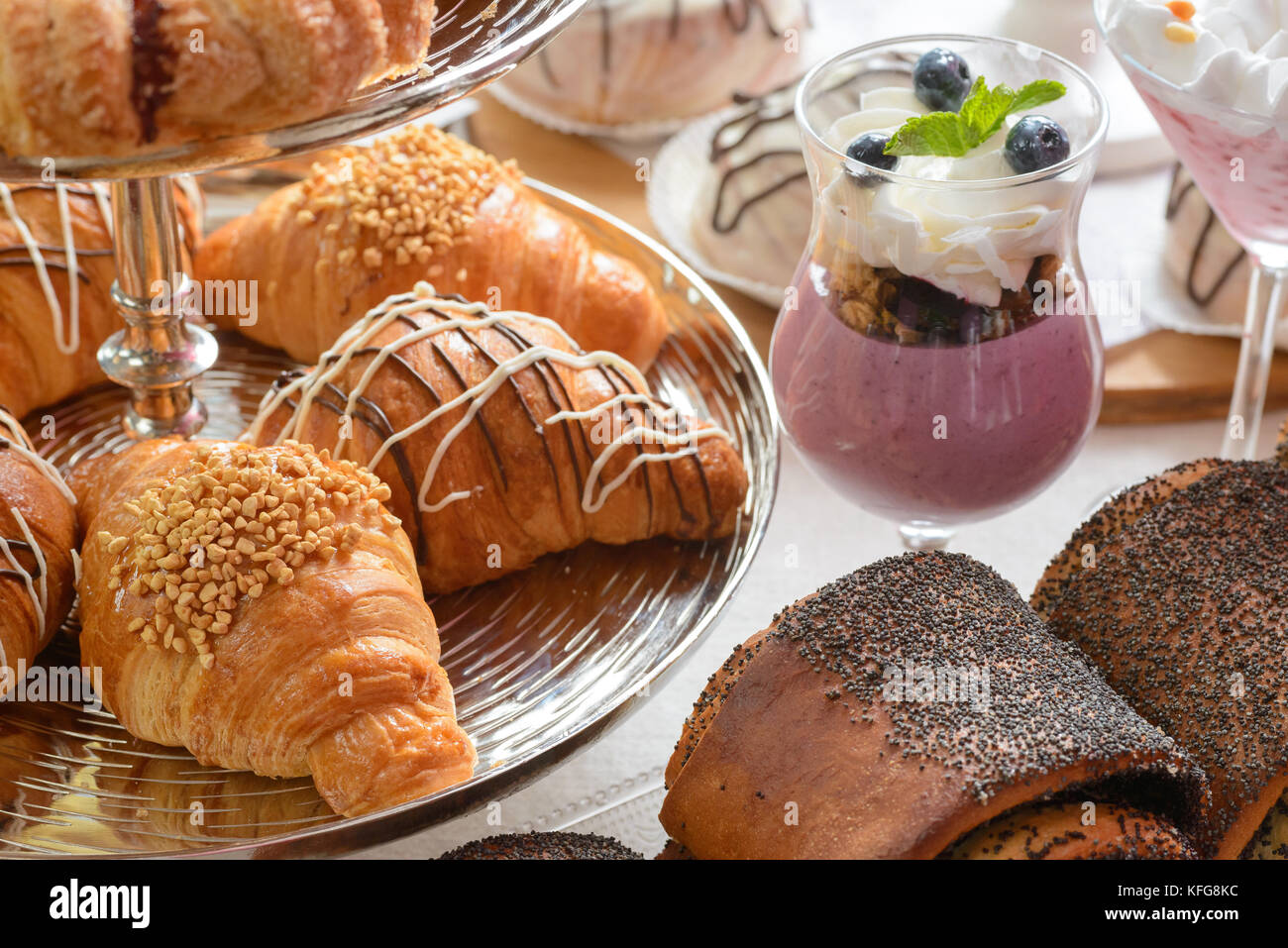 Table full of assorted confectionery sweets and desserts Stock Photo ...