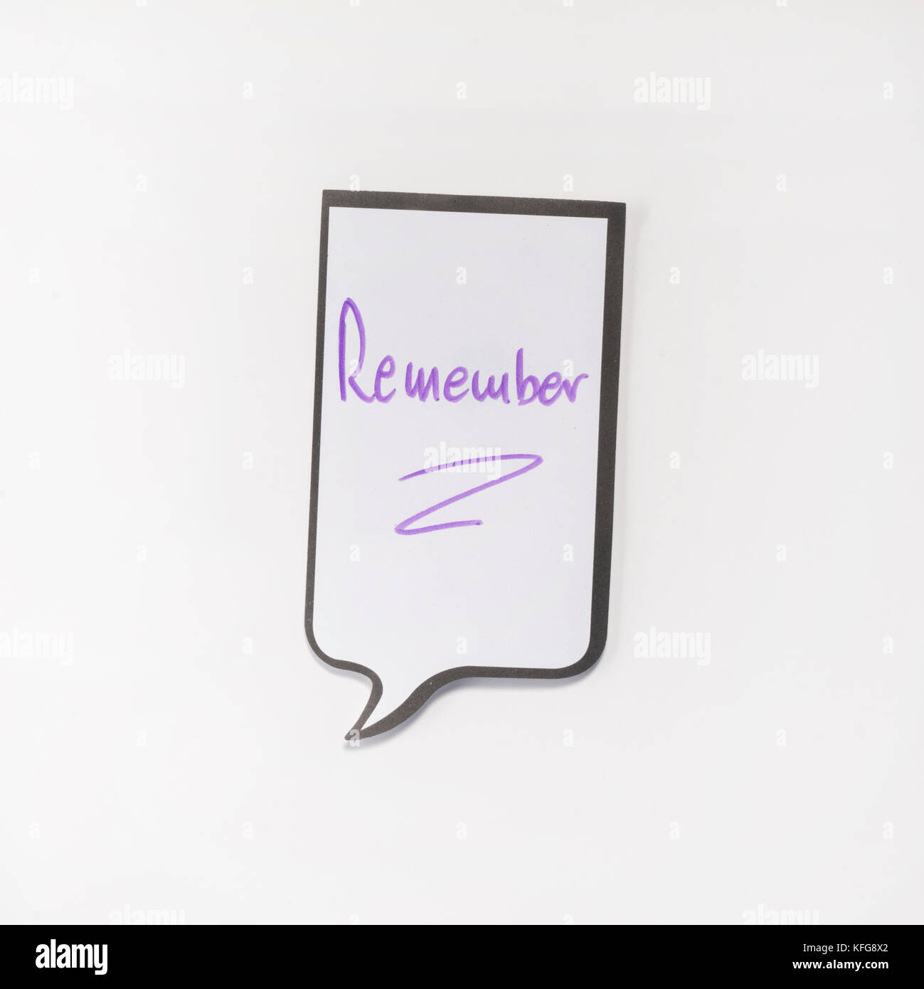 a white memo pad with the shape of a comic with the inscription ...