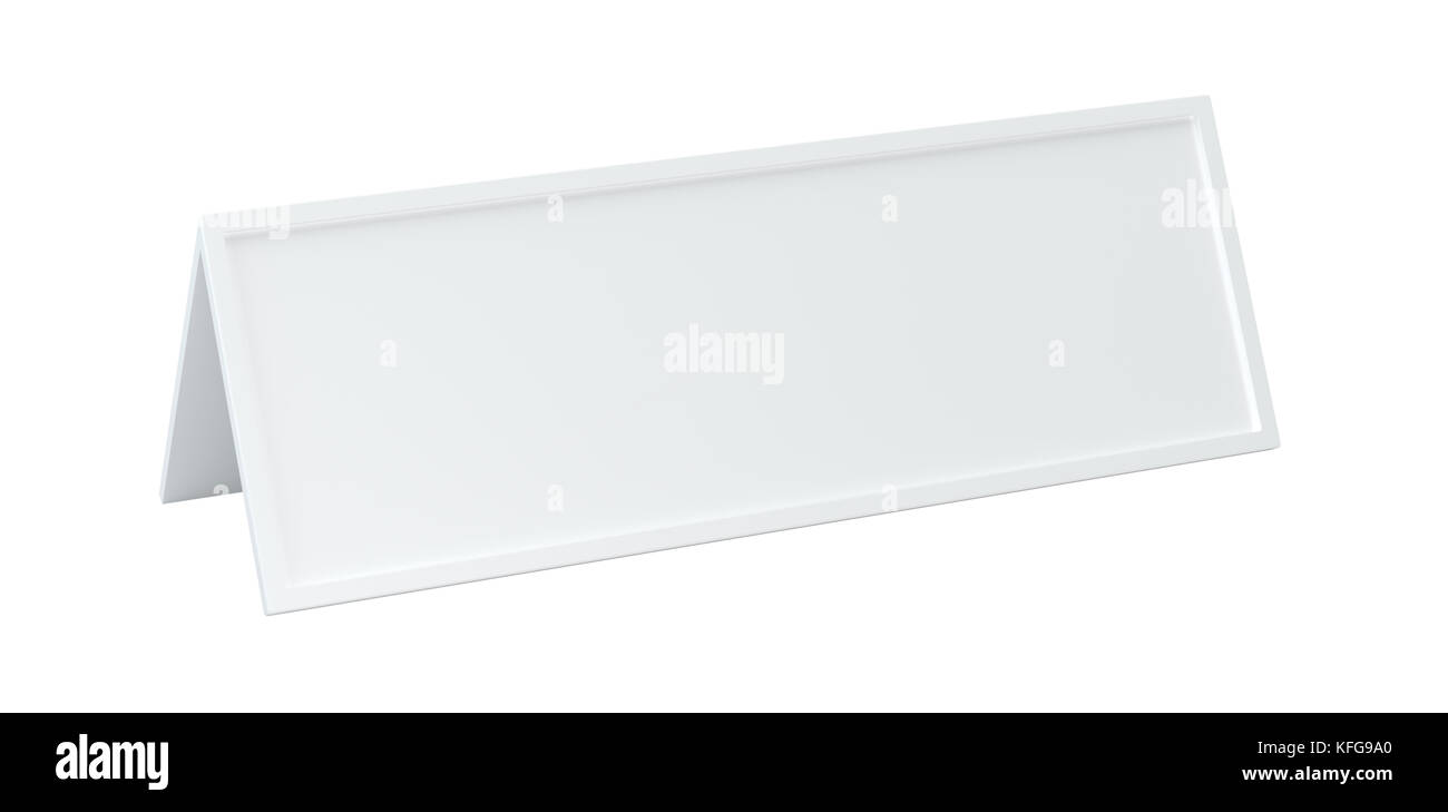 Blank white isolated sign plate abstract with shadow. 3D rendering ...