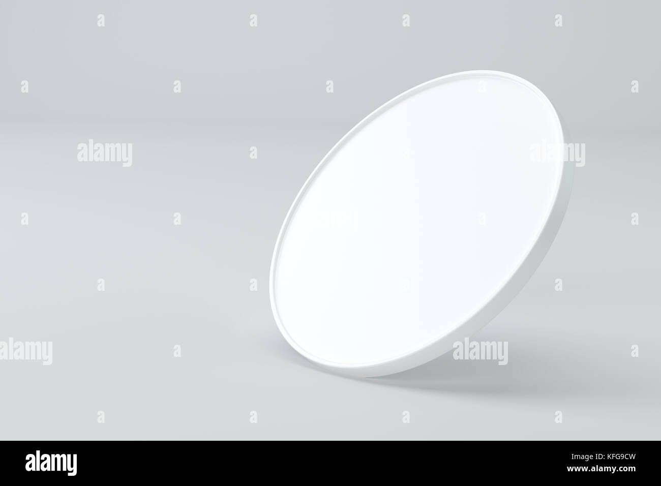 Blank round white signboard on gray background. 3d rendering Stock ...