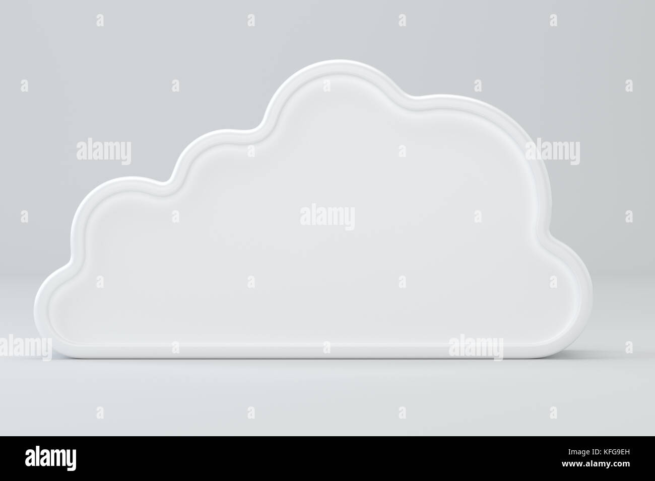 White cloud icon. 3d rendering on studio background Stock Photo - Alamy