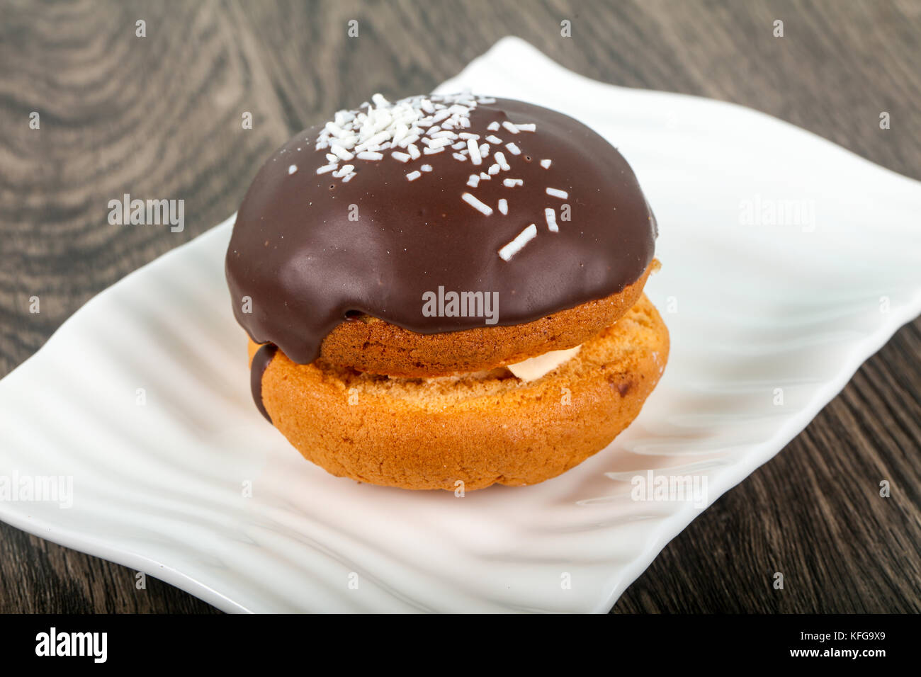 Bouchee cake with chocolate Stock Photo - Alamy