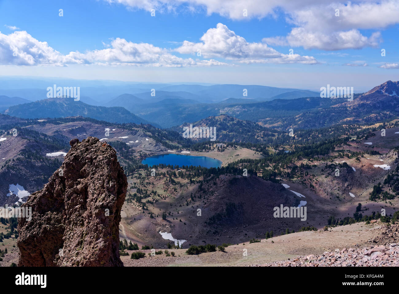 Vista from Lassen Peak in Lassen Volcanic National Park featuring Lake ...