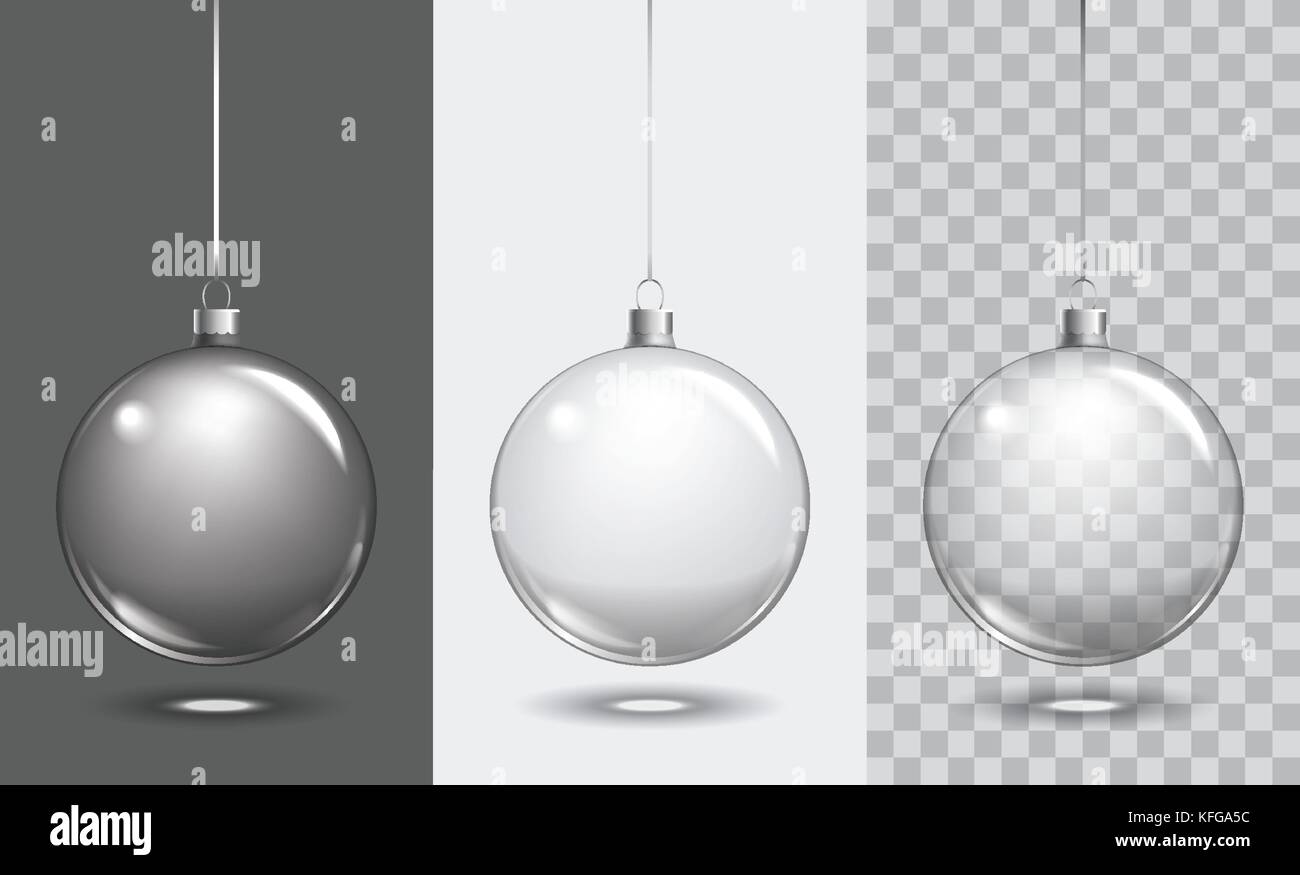 Vector christmas glass ball on transparent background. Xmas ball ...