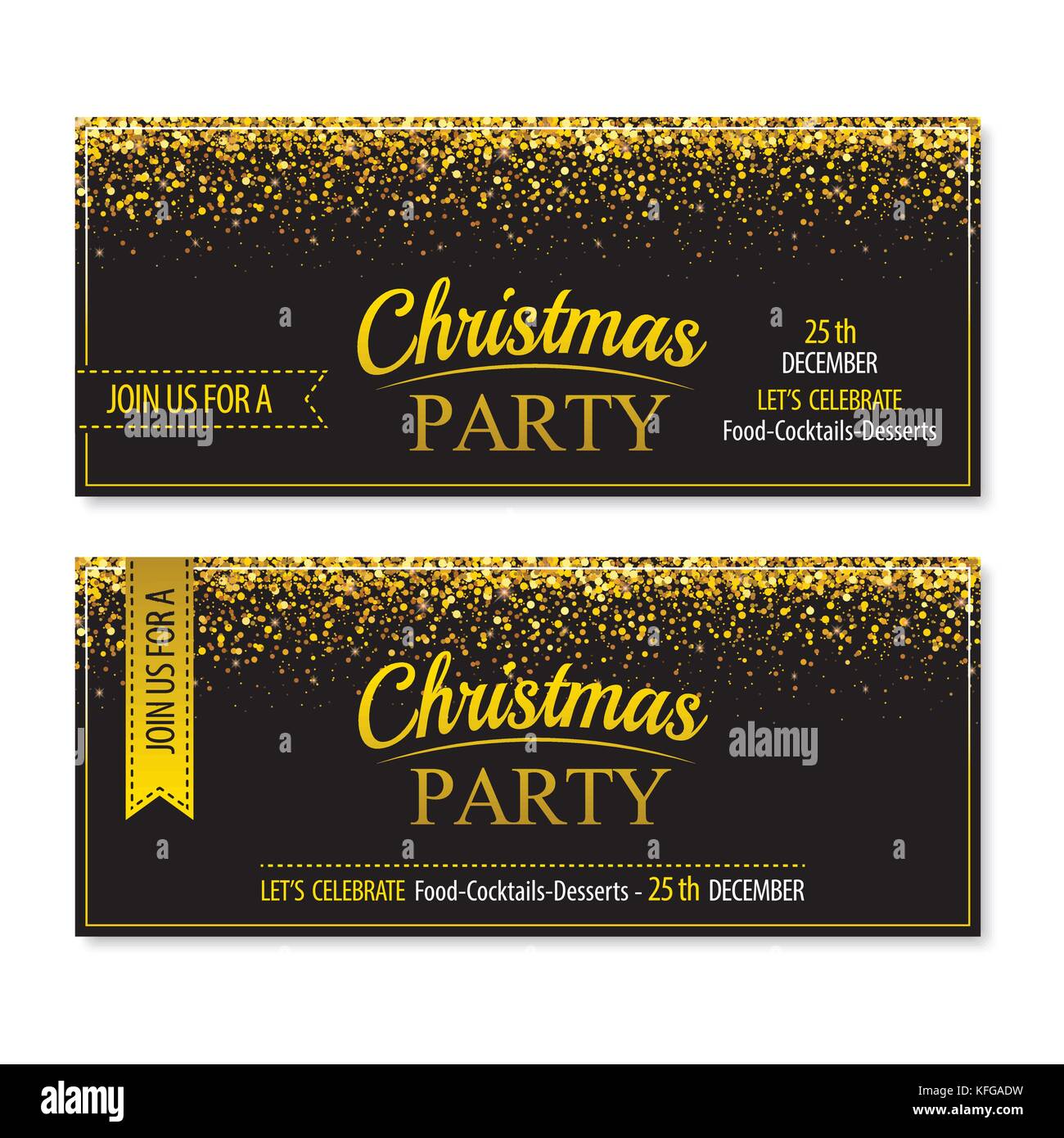 Invitation merry christmas banner and card design template.Gold and ...