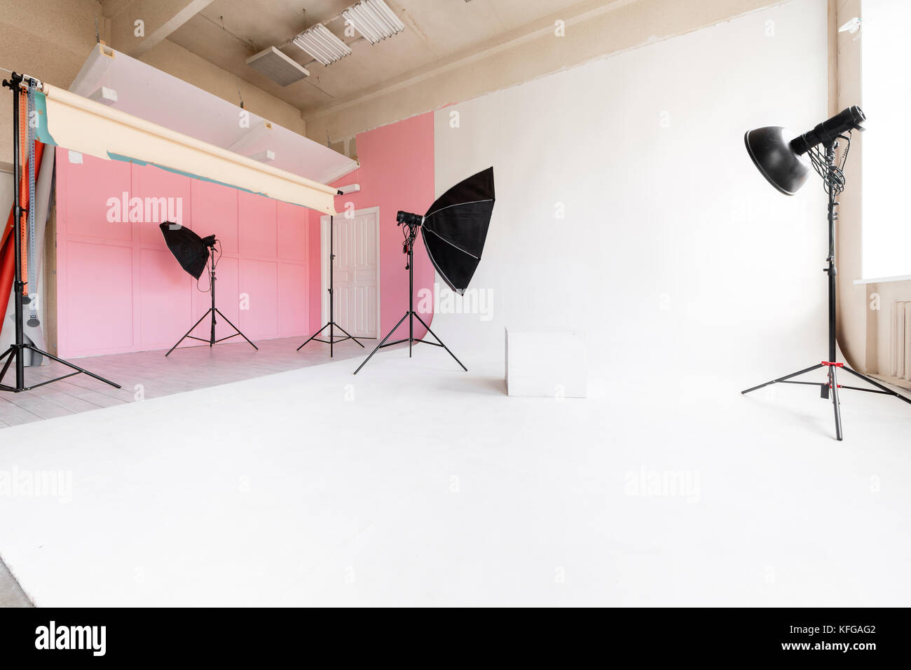 large studio space white cyclorama and natural light from large windows ...