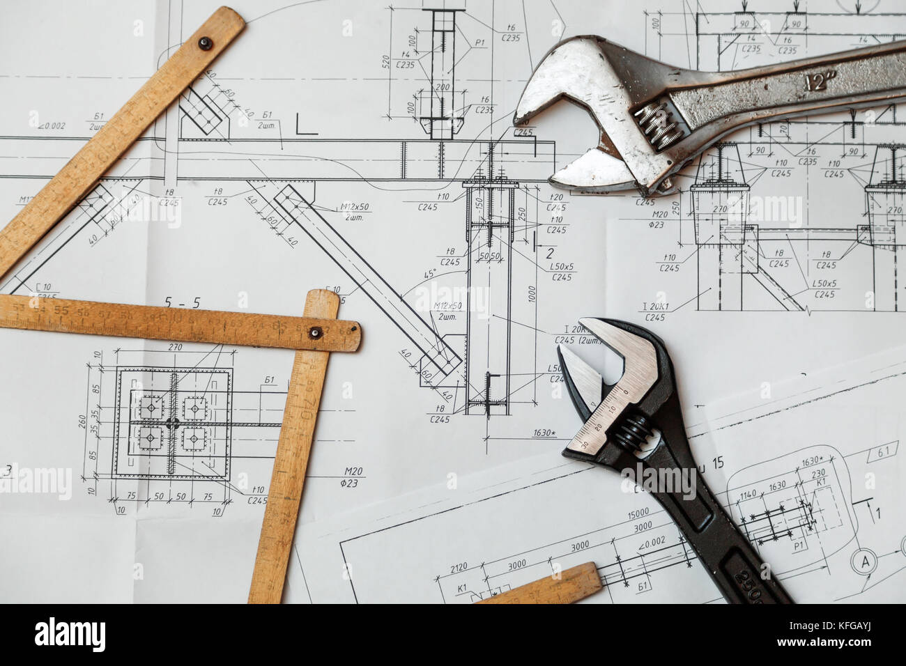 Architectural house plan drawings tools hi-res stock photography and ...