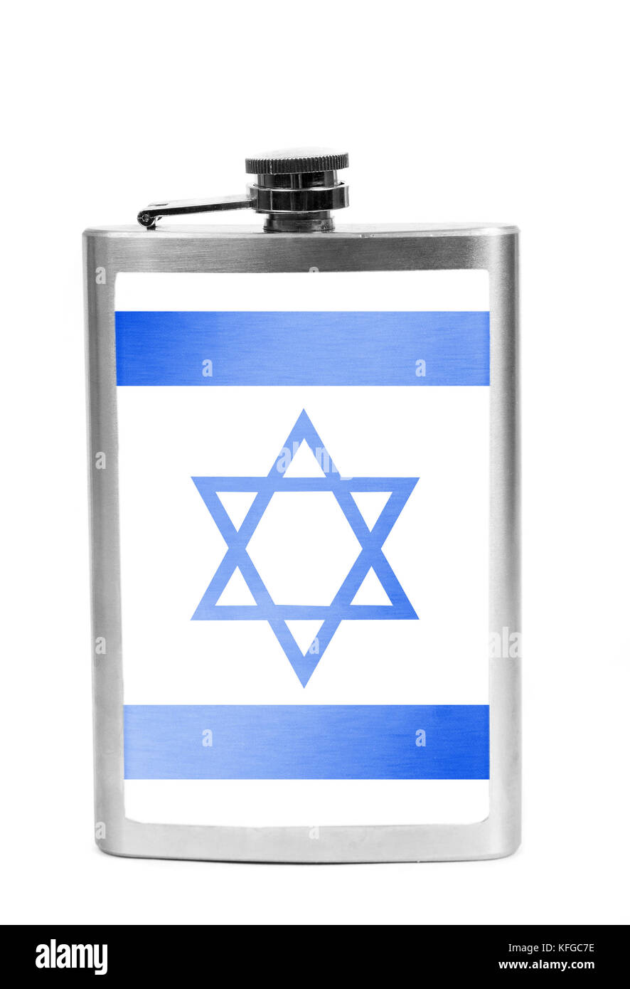 Alcohol flask with flag on the white Stock Photo - Alamy