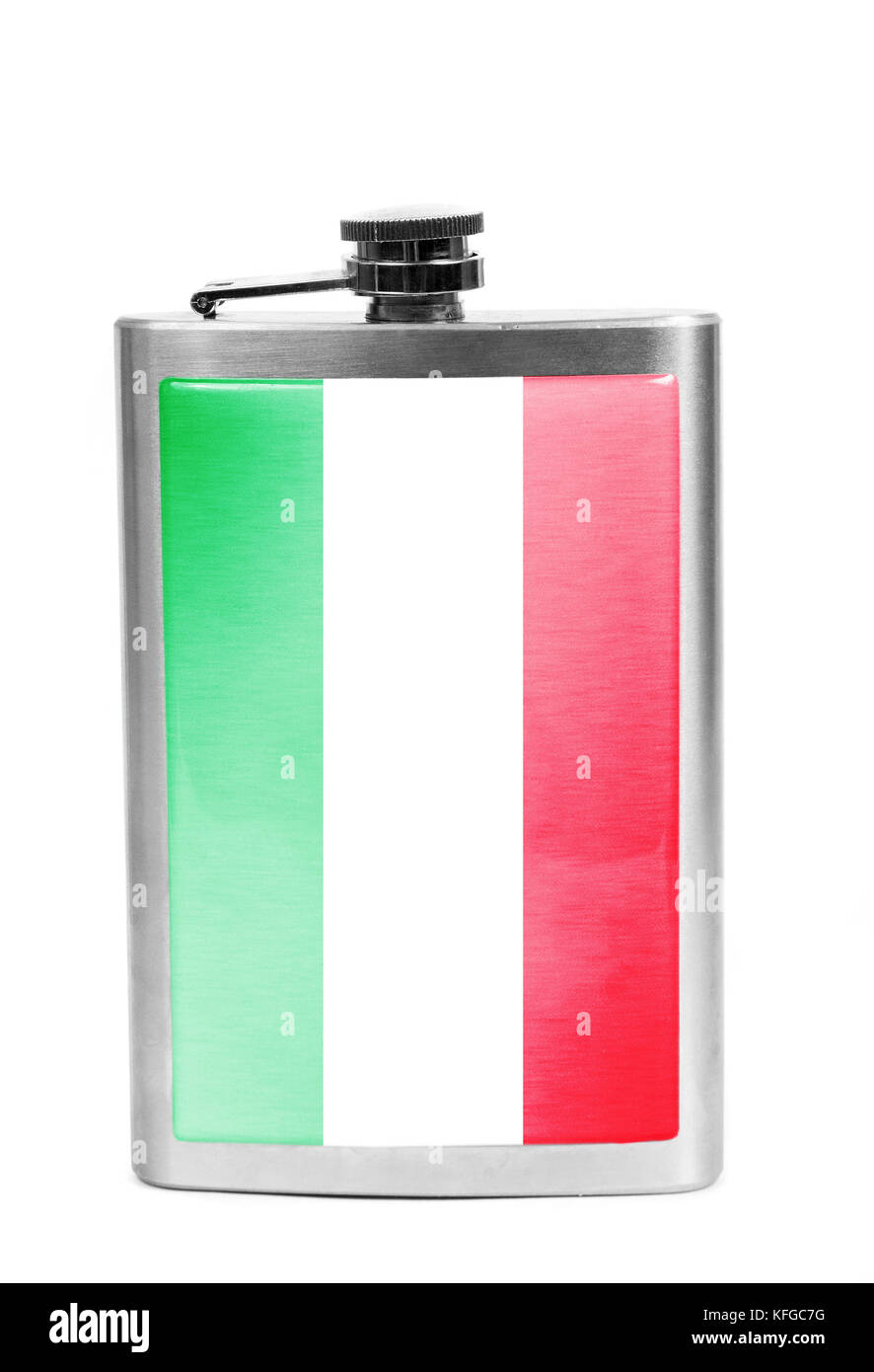 Alcohol flask with flag on the white Stock Photo - Alamy