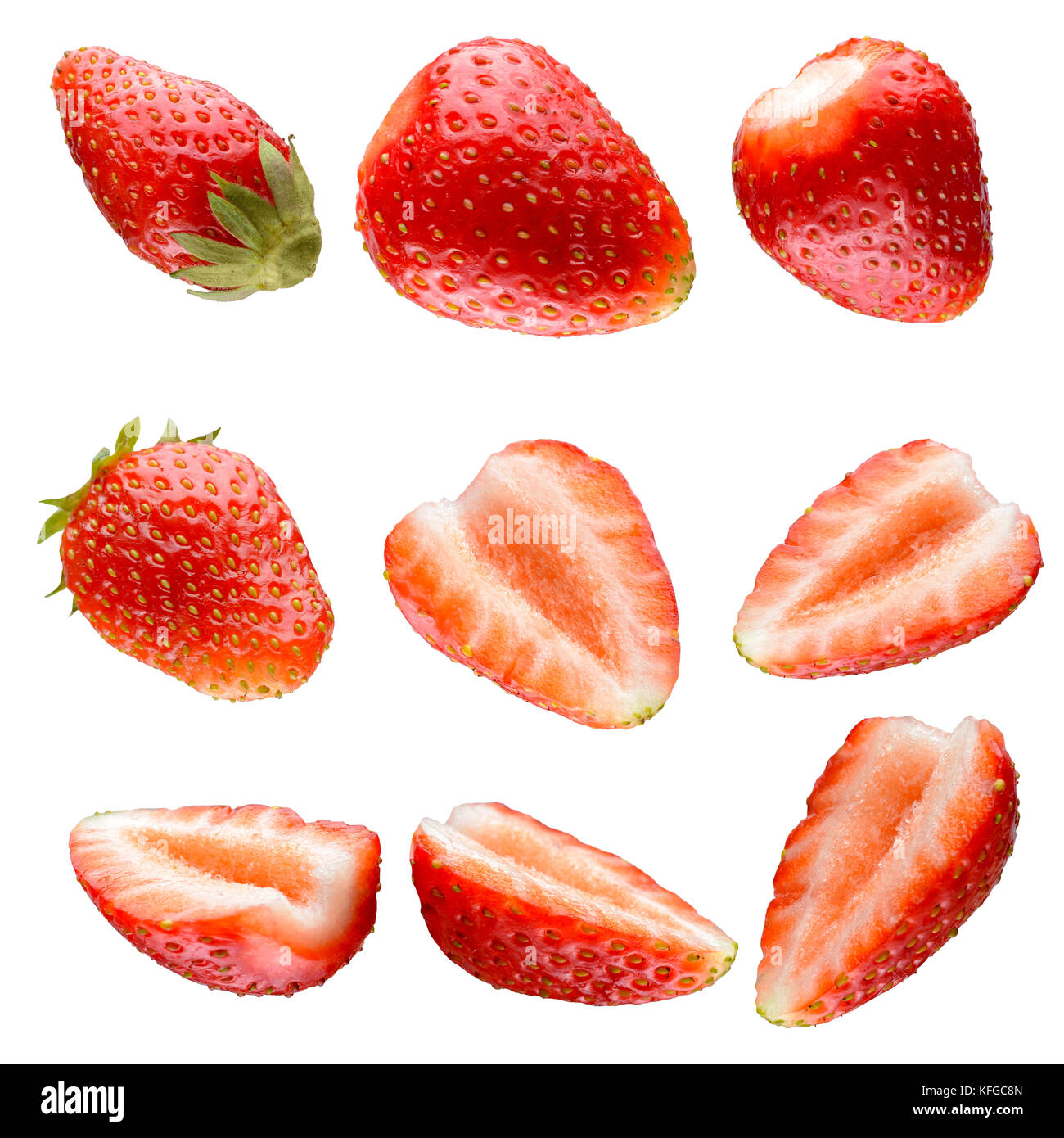 Strawberry in different positions isolated on white Stock Photo - Alamy