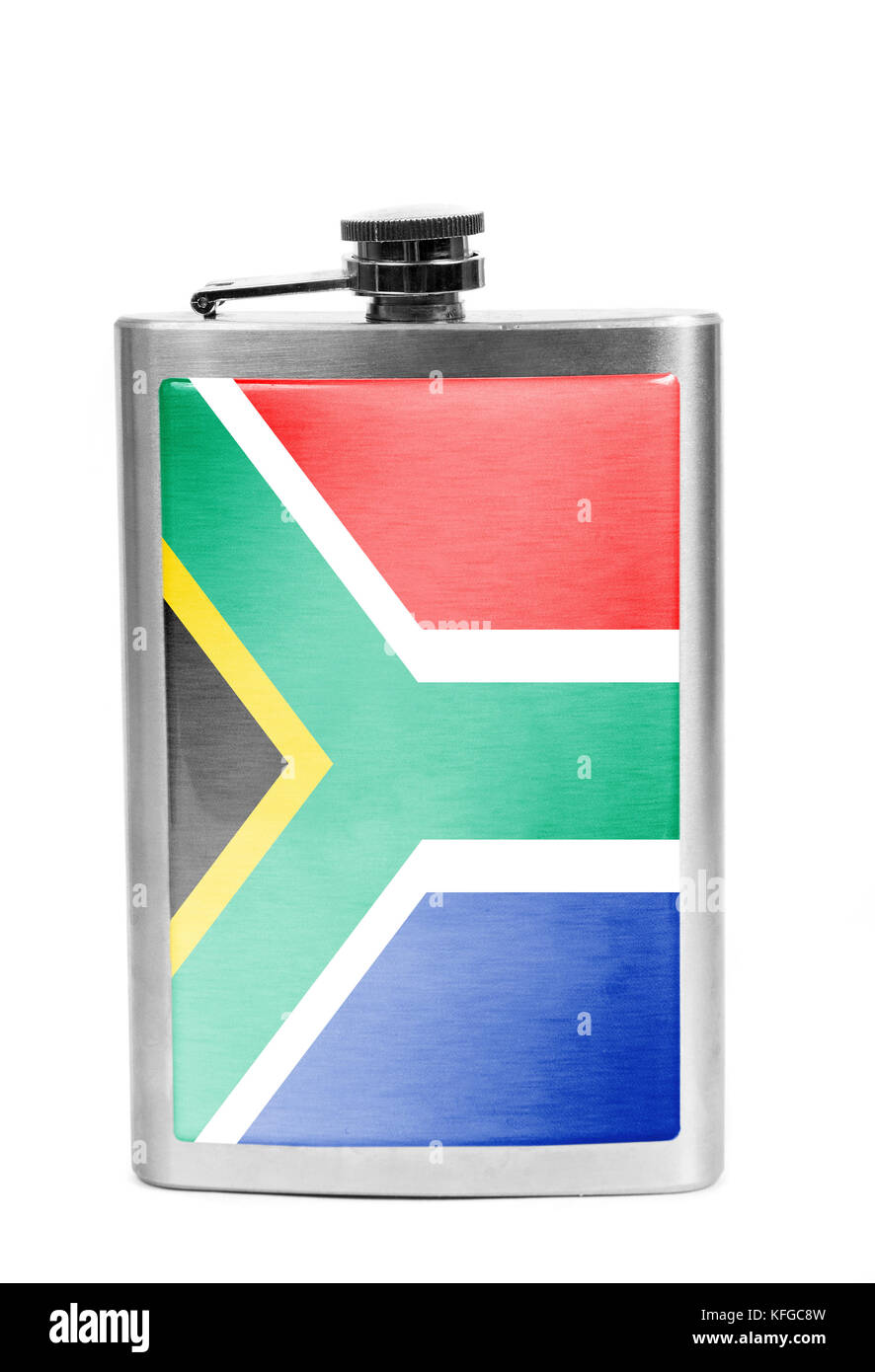 Alcohol flask with flag on the white Stock Photo - Alamy