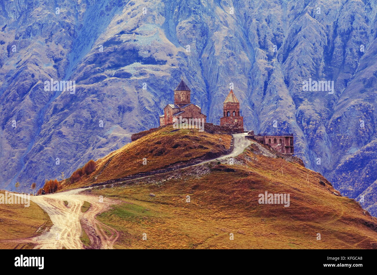 Sameba church in Gergeti,Georgia Stock Photo - Alamy