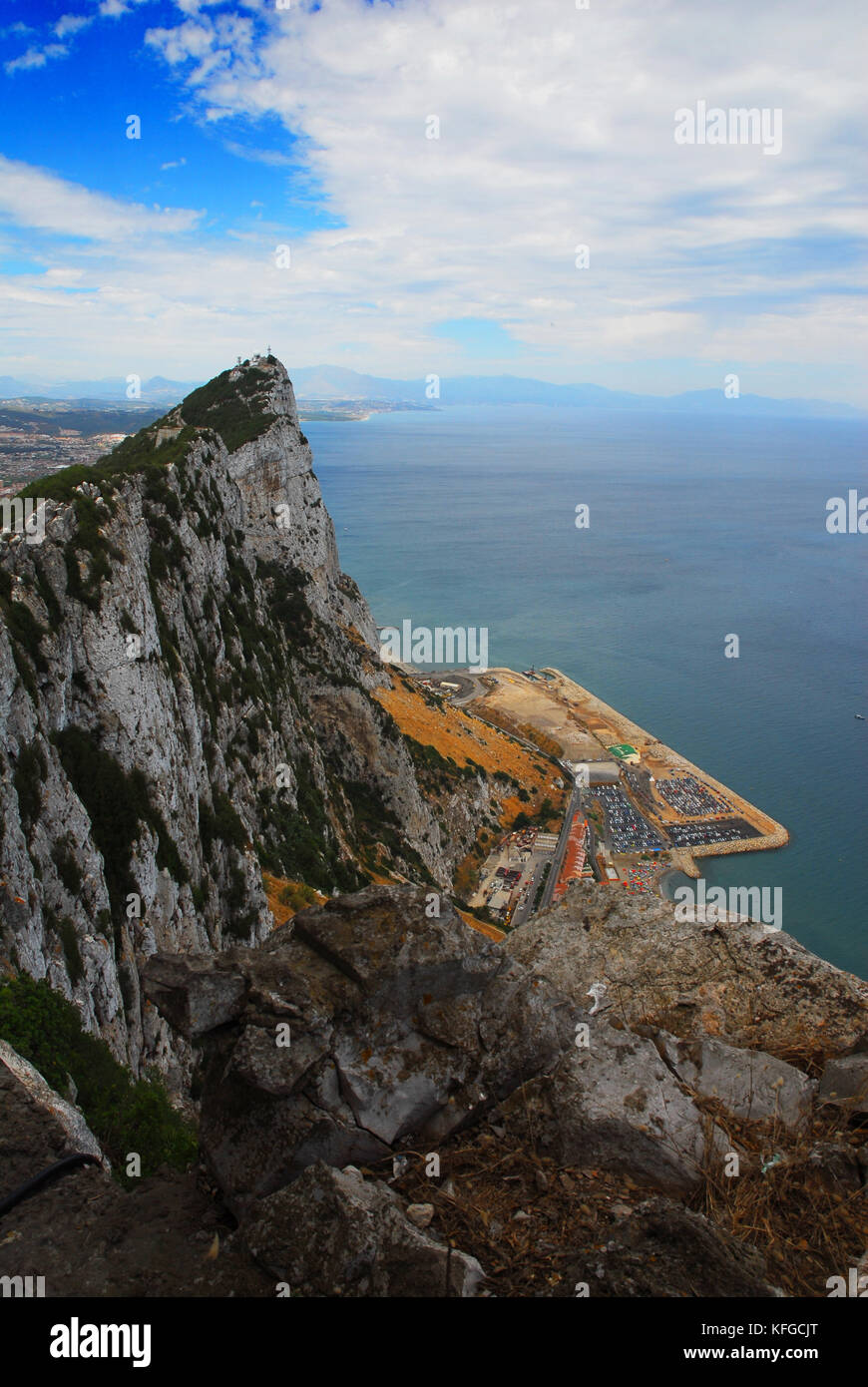 Gibraltar, View East to Mediterranean and Costa del Sol from Rock Stock ...